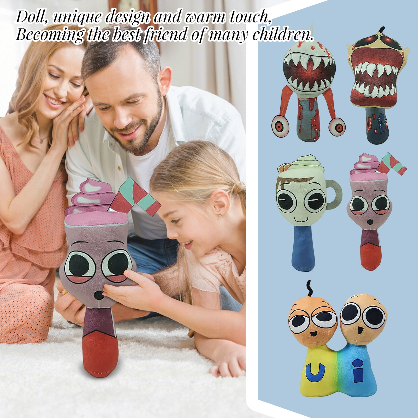 9.8 Inch Sprunki Plush, Stuffed Figure Throw Pillows for Home Decor ...