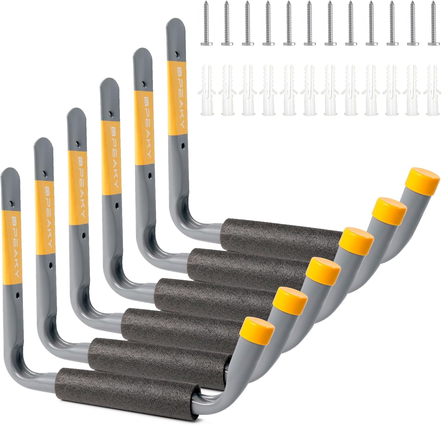 9.8" Ladder Hooks for Garage Wall, 6PC Garage Storage Hooks with Jumbo ...