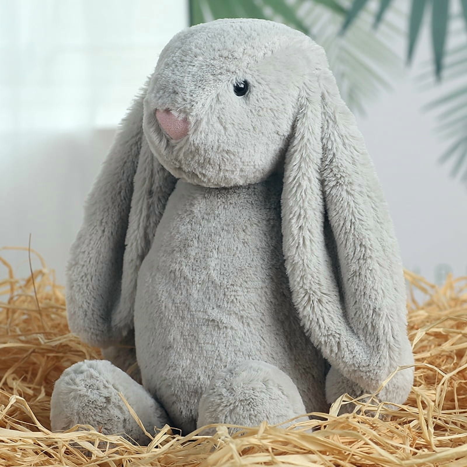 9.8" Mist Silver Grey Shaggy Easter Bunny Plush Toy - Solid Color ...