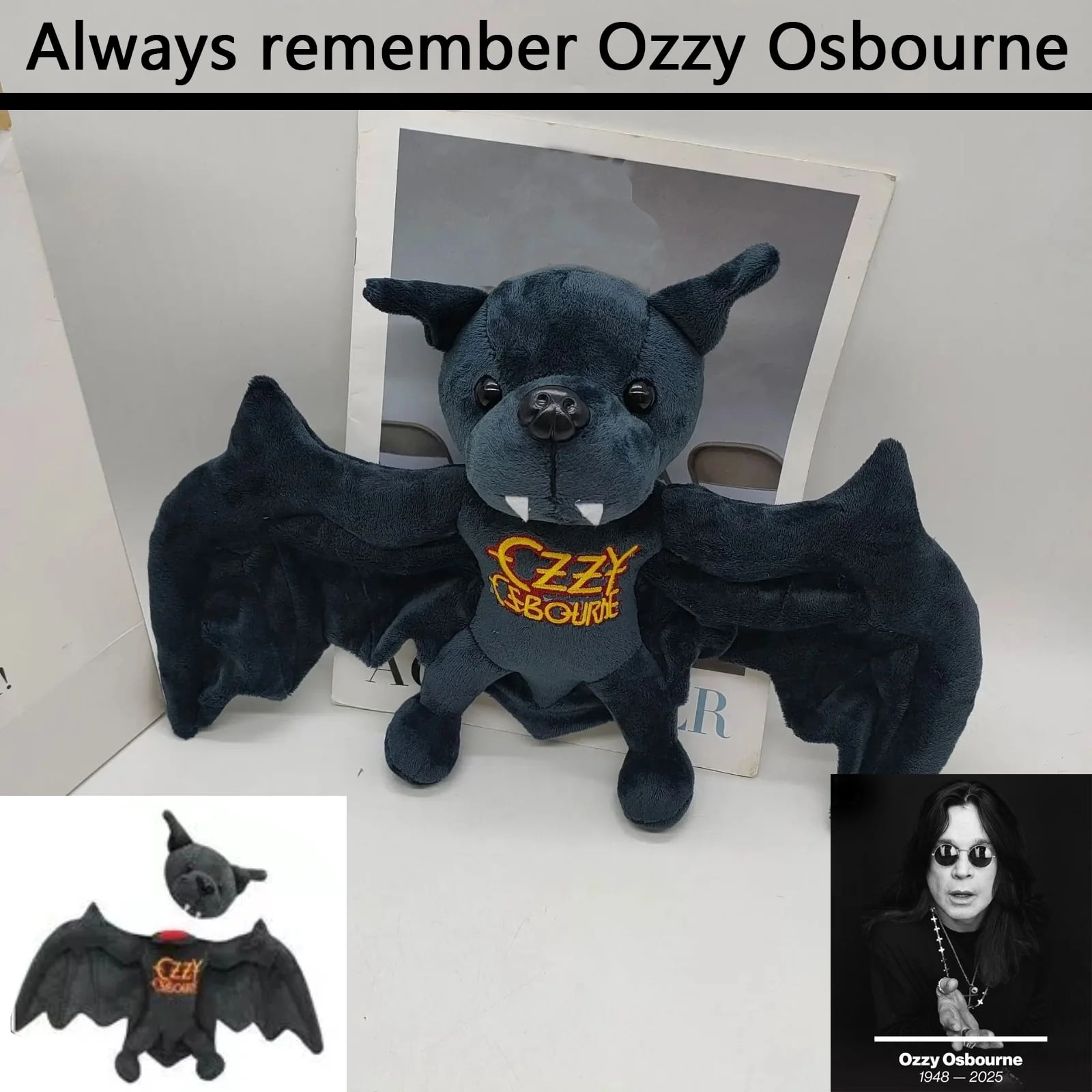 9.8" Ozzy Osbourne Bat Plush Collectible with Detachable Velcro Head ...