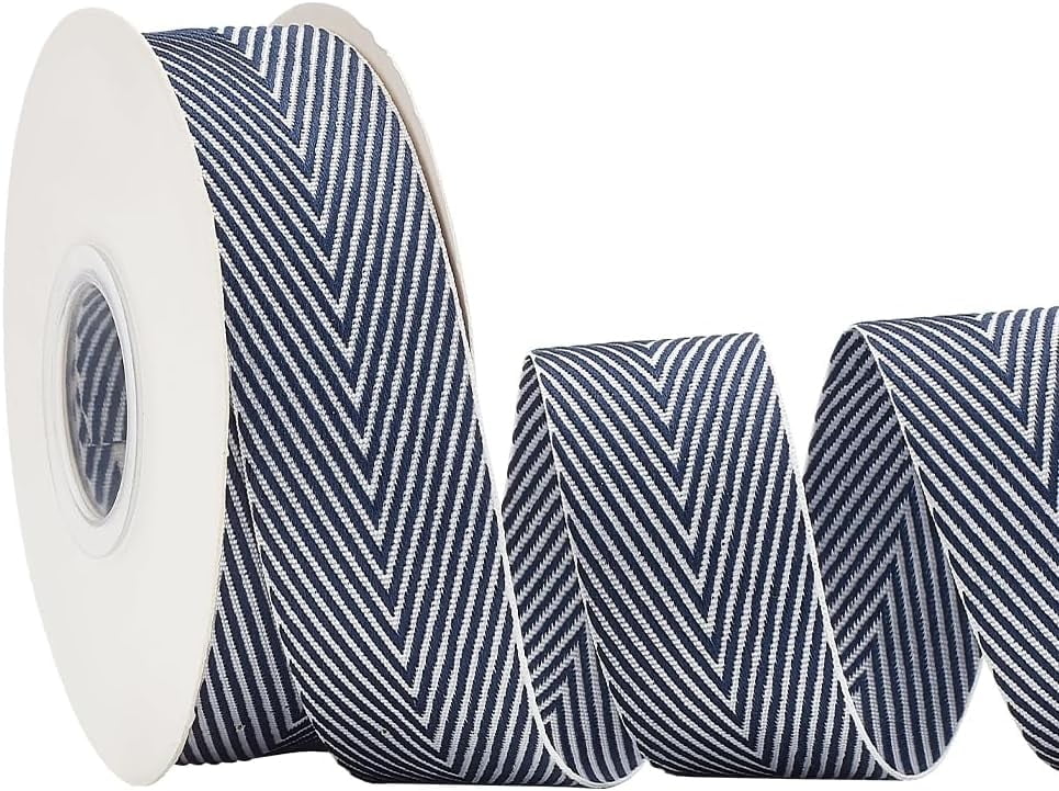 9.8Yard Craft Striped Ribbon 2.5cm/ 1inch Wide Polycotton Ribbon Blue ...