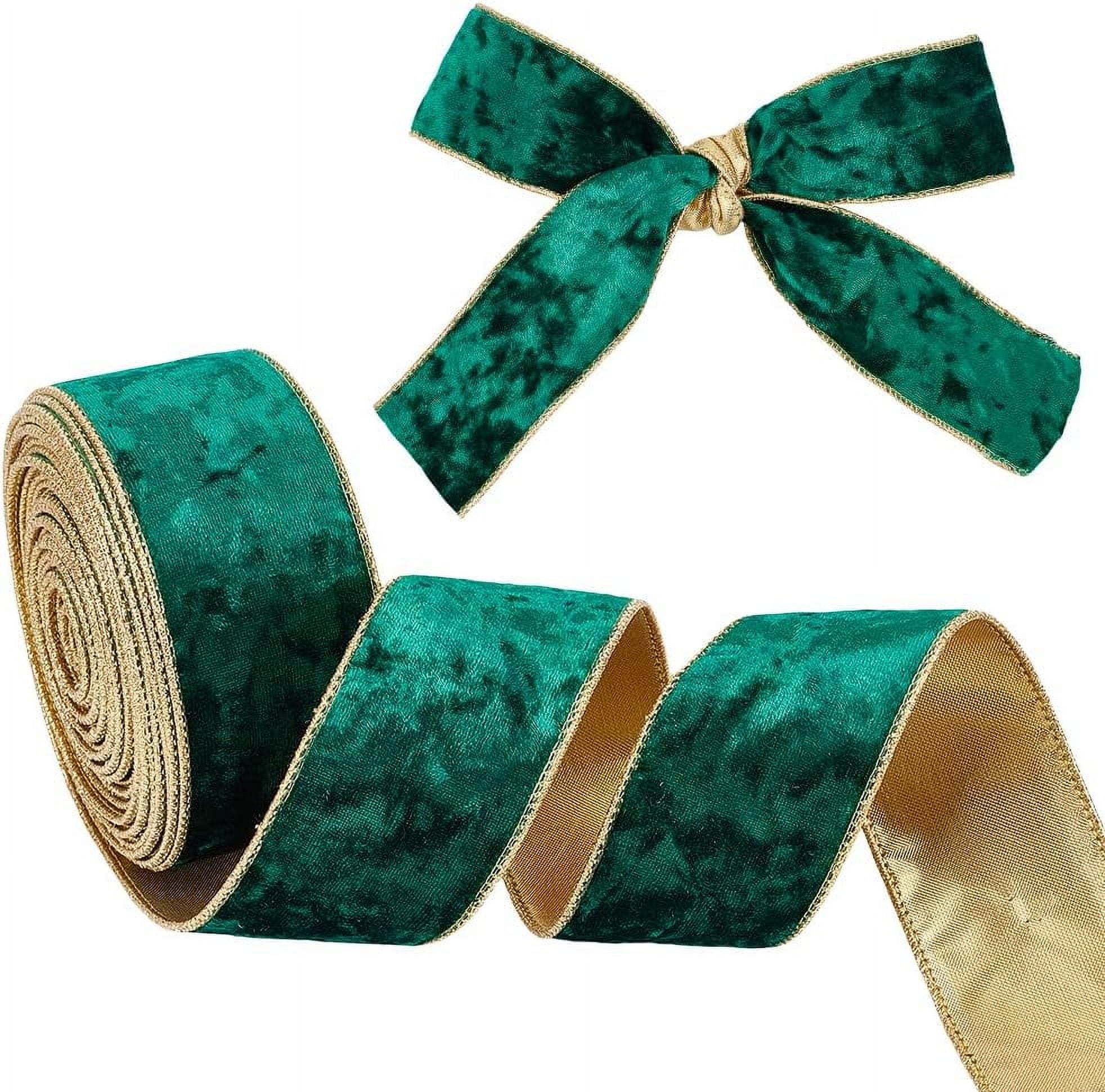 9.8 Yards Sea Green Velvet Wired Ribbon 2 inch Wide Velvet Ribbon ...