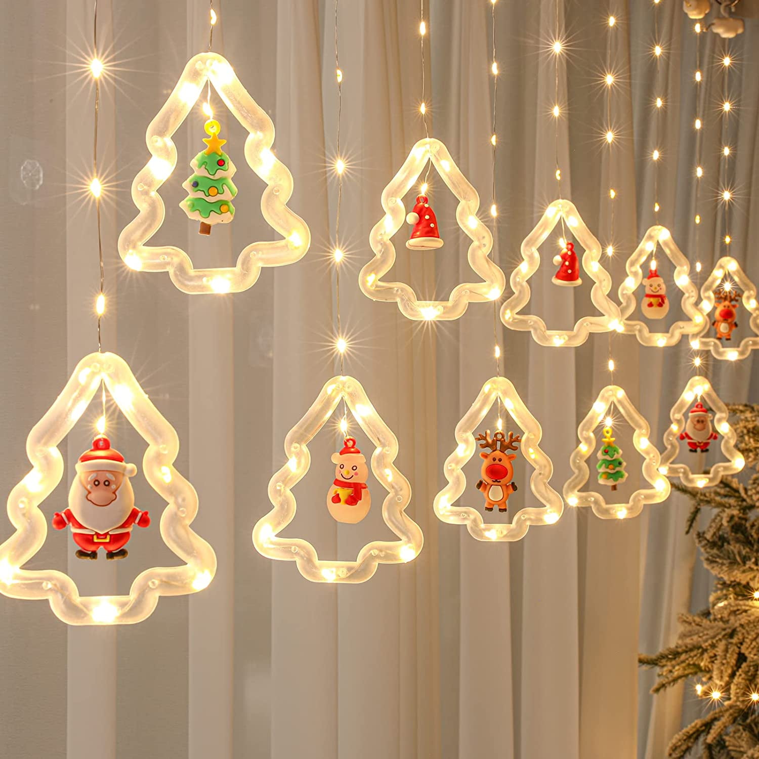 9.8 ft Christmas Window Lights, Led Curtain Fairy String Light, with 10 ...