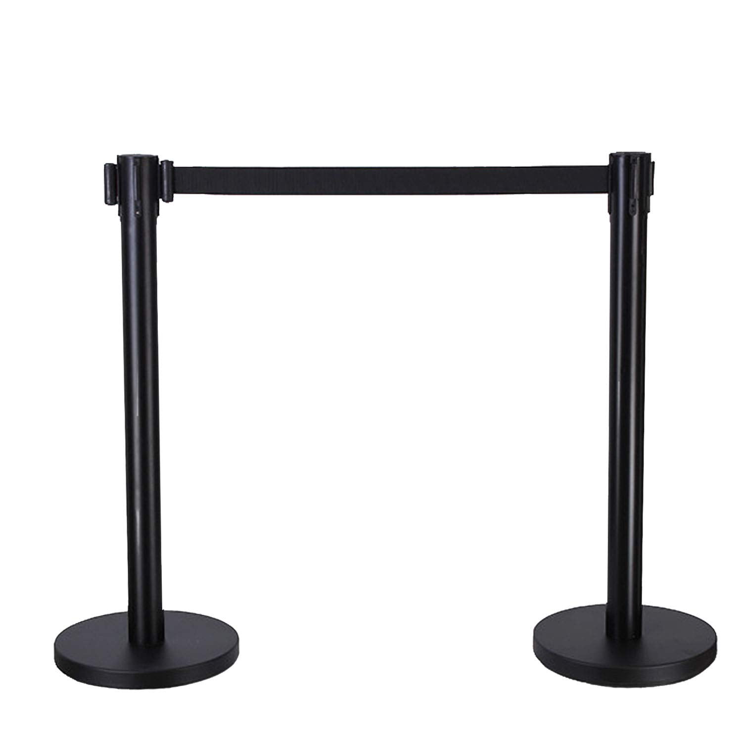 9.8 ft Retractable Black Belt | 2 PCS Heavy Duty Steel Black Stanchion ...