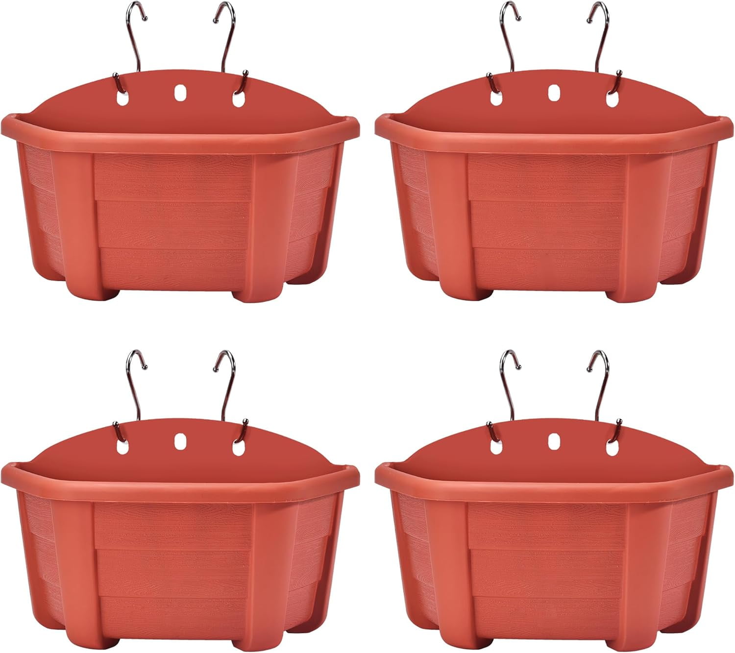 9.8 inch 4 Pack Brick Red Wall Hanging Planters Pots for Indoor Plants ...