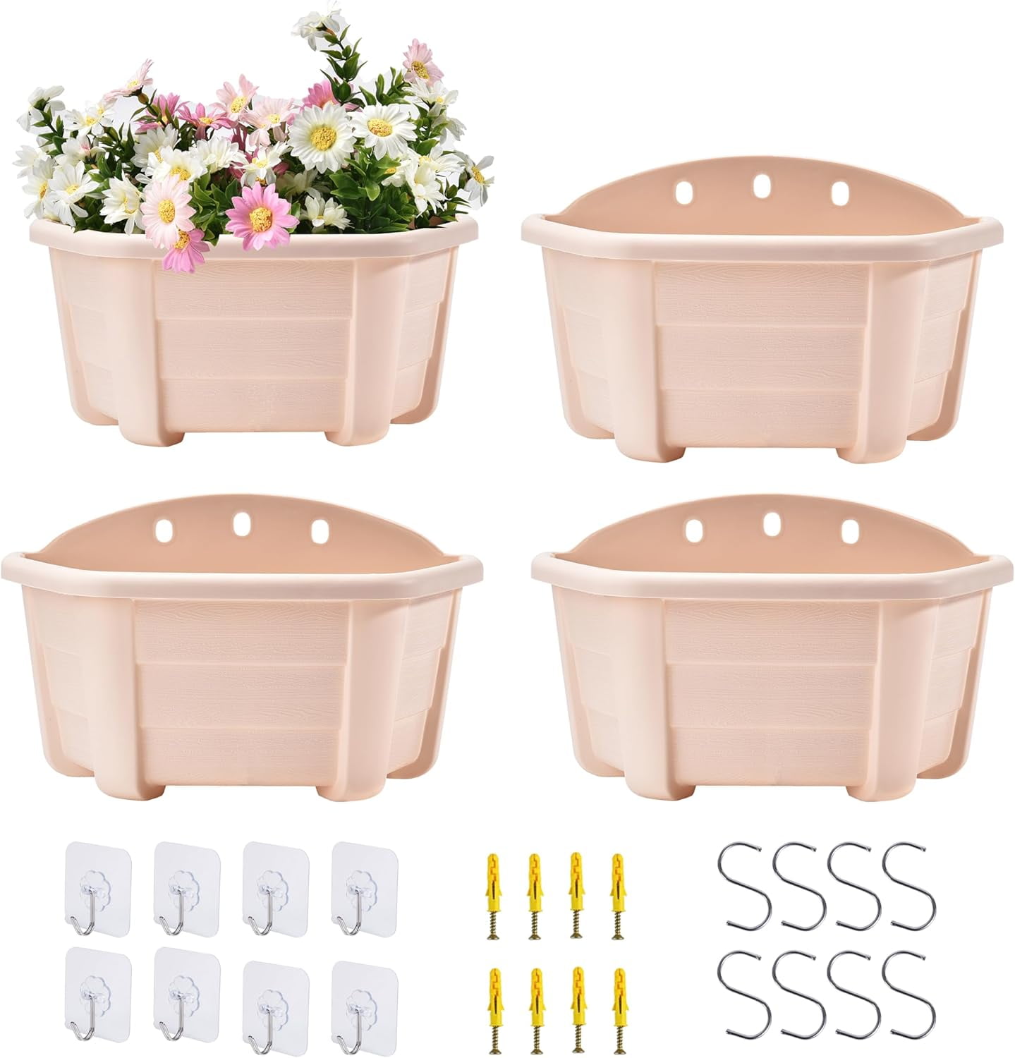 9.8 inch 4 Pack Wall Hanging Planters Pots for Indoor Plants Wall ...