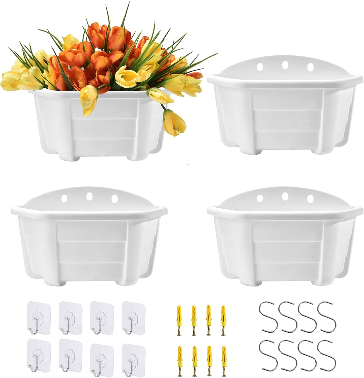 9.8 inch 4 Pack White Wall Hanging Planters Pots for Indoor Plants ...