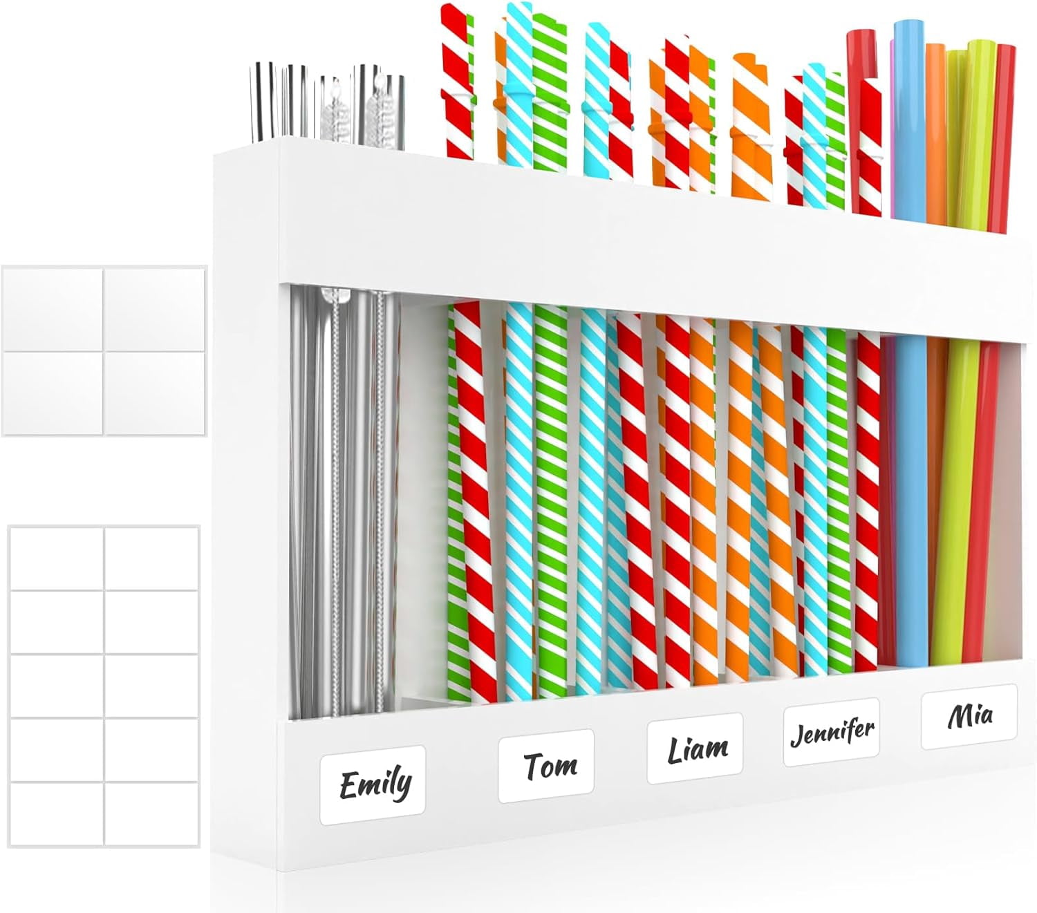 9.8” large acrylic straw holder for cabinet door with ultra sticky ...
