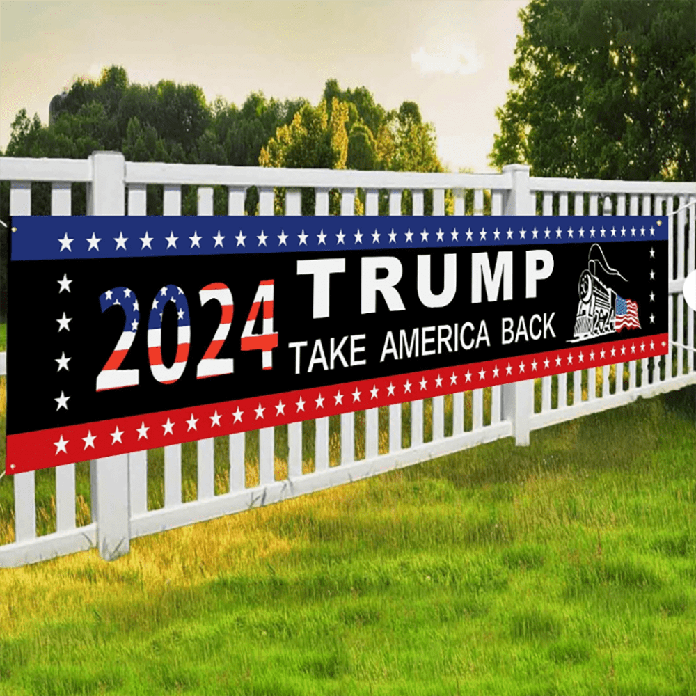 9.8 x 1.6 Feet Trump 2024 Flag Trump Field Logo Bring America Back ...