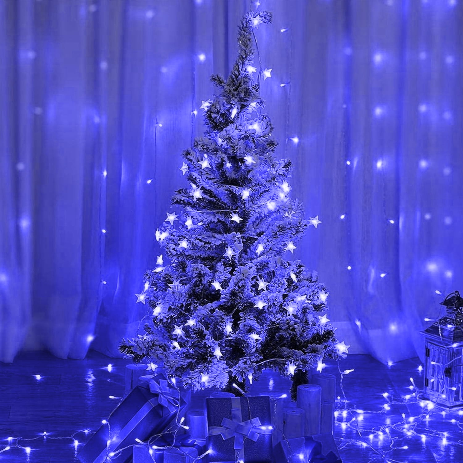 9.8 x 9.8ft Window Curtain String Light, Waterproof LED Fairy Lights ...