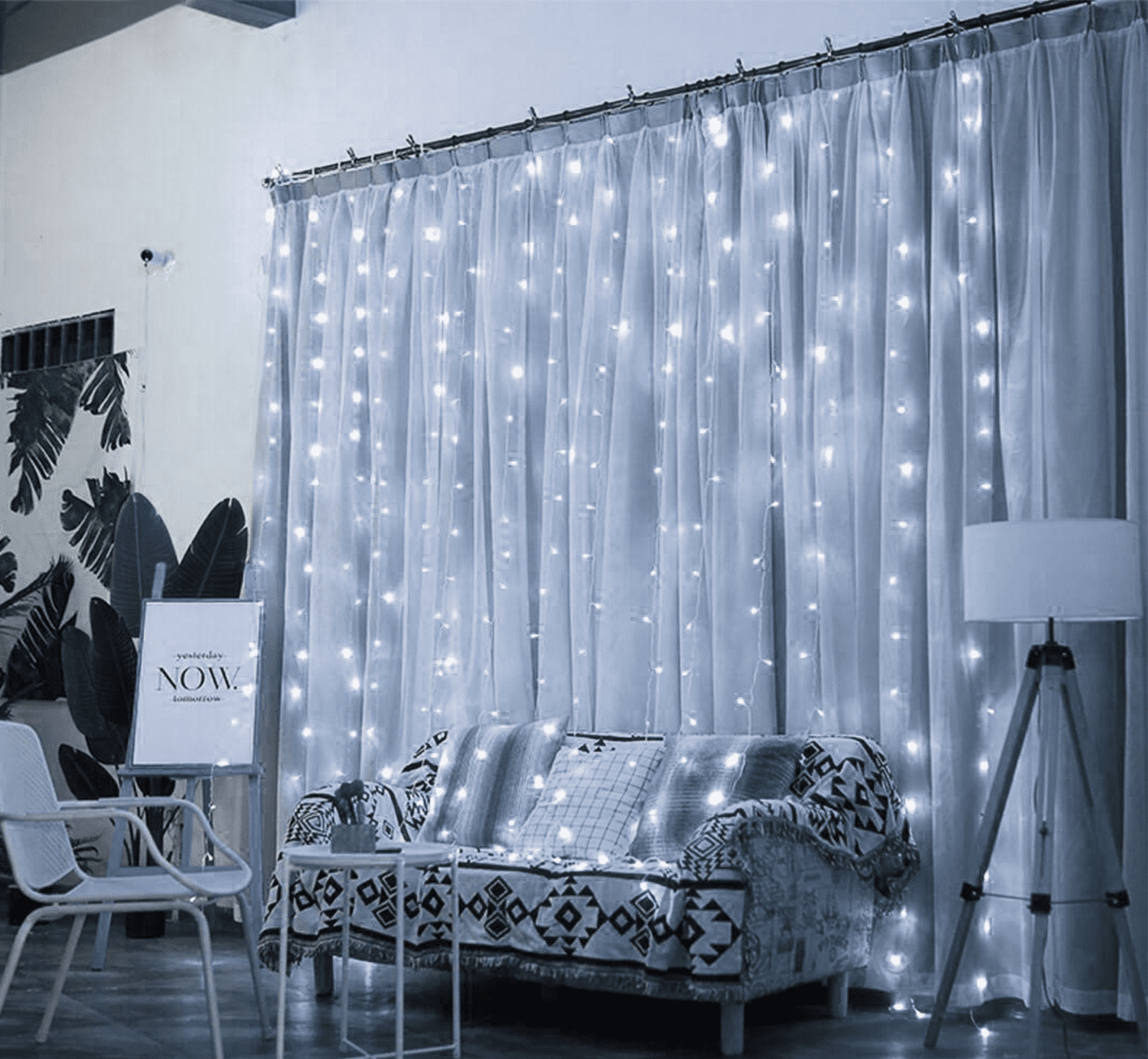 9.8 x 9.8ft Window Curtain String Light, Waterproof LED Fairy Lights ...