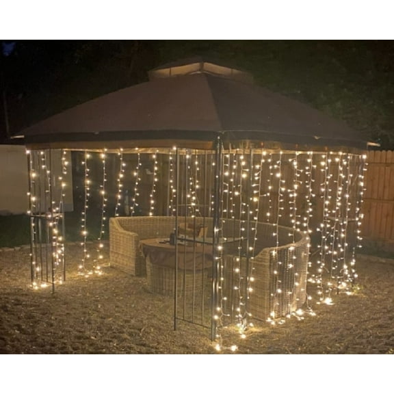 Fairy Curtain Lights,300 Warm White Curtain Lights,8 Modes 9.8x9.8Ft ...