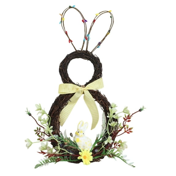 9.84" Easter Bunny Wreath – Small Bunny Shape Wreath with Pink Green ...