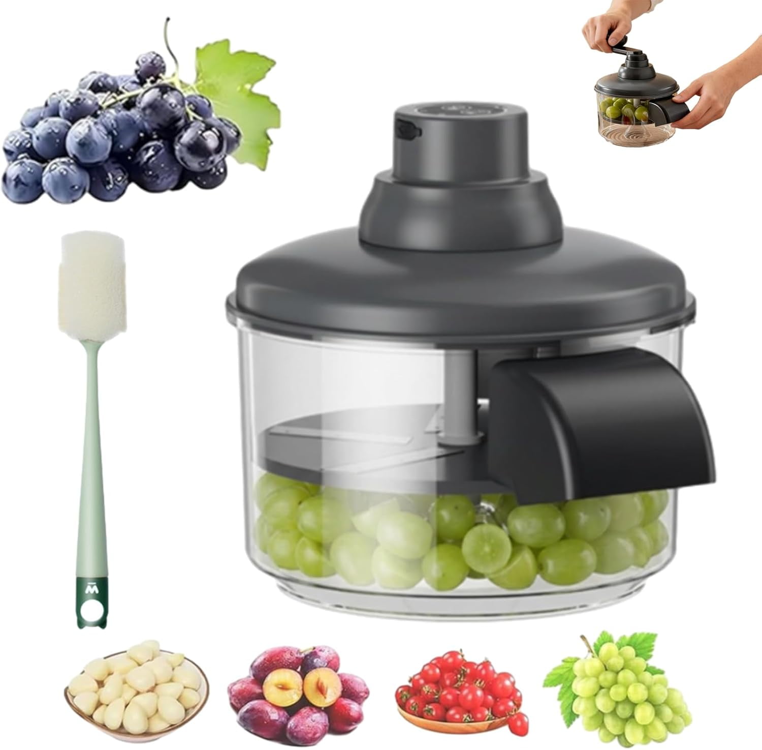 9.84‘’ Grape Peeler - Hand Crank Skin Removal Tool, 2026 New Electric ...