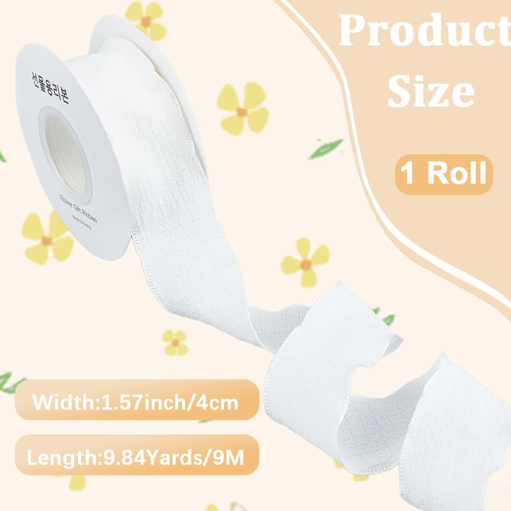 9.84 Yards 1.57 Inch White Ruffle Edge Ribbon Double Ruffled Fabric ...