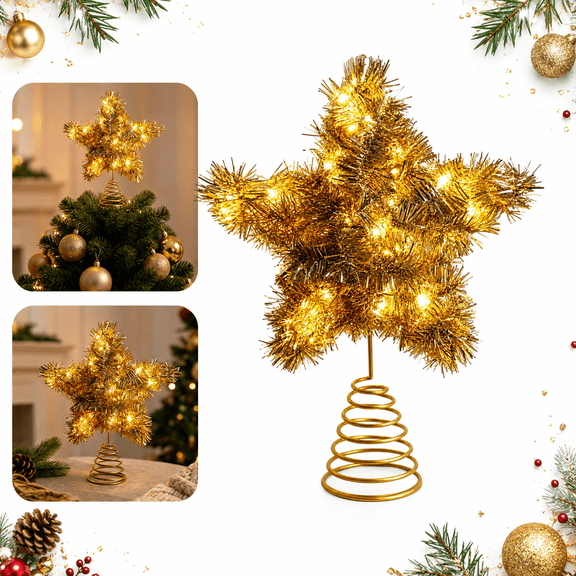 VKGPHLE Lighted Star Christmas Tree Topper, Battery Operated Tree‑Top ...