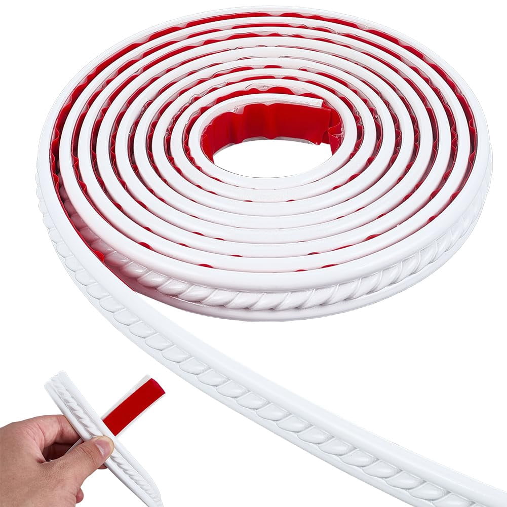 9.84Ftx0.79In White Molding Trim PVC Self Adhesive Flexible Peel and ...