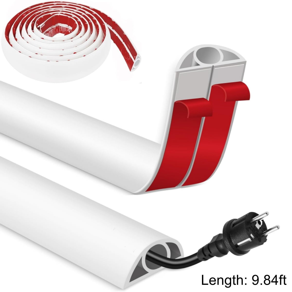9.84ft Floor Cord Cover, Kvago Self Adhesive Cord Hider Cable Protector ...