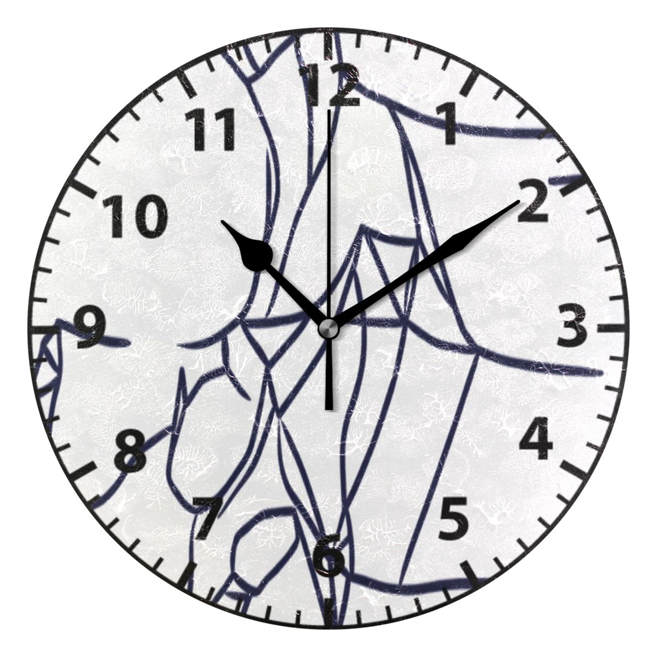 Abstract Line Art Design Wall Clock Modern Small Clock Black Hands for Office, Home, Bedroom ...