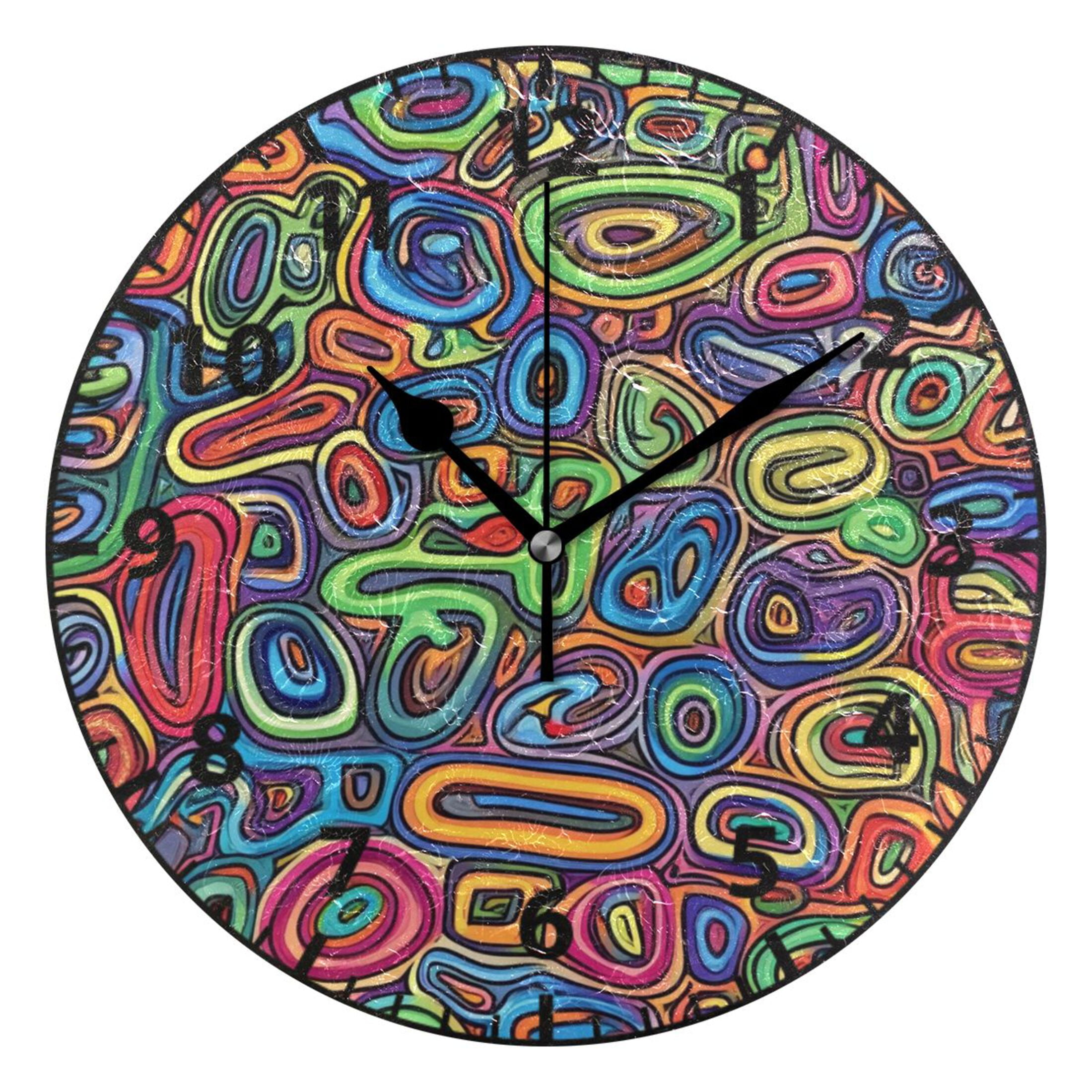 9.84in Abstract Warm Pattern PVC Canvas Wall and Table Clock with Canvas Texture, Black or Gold ...