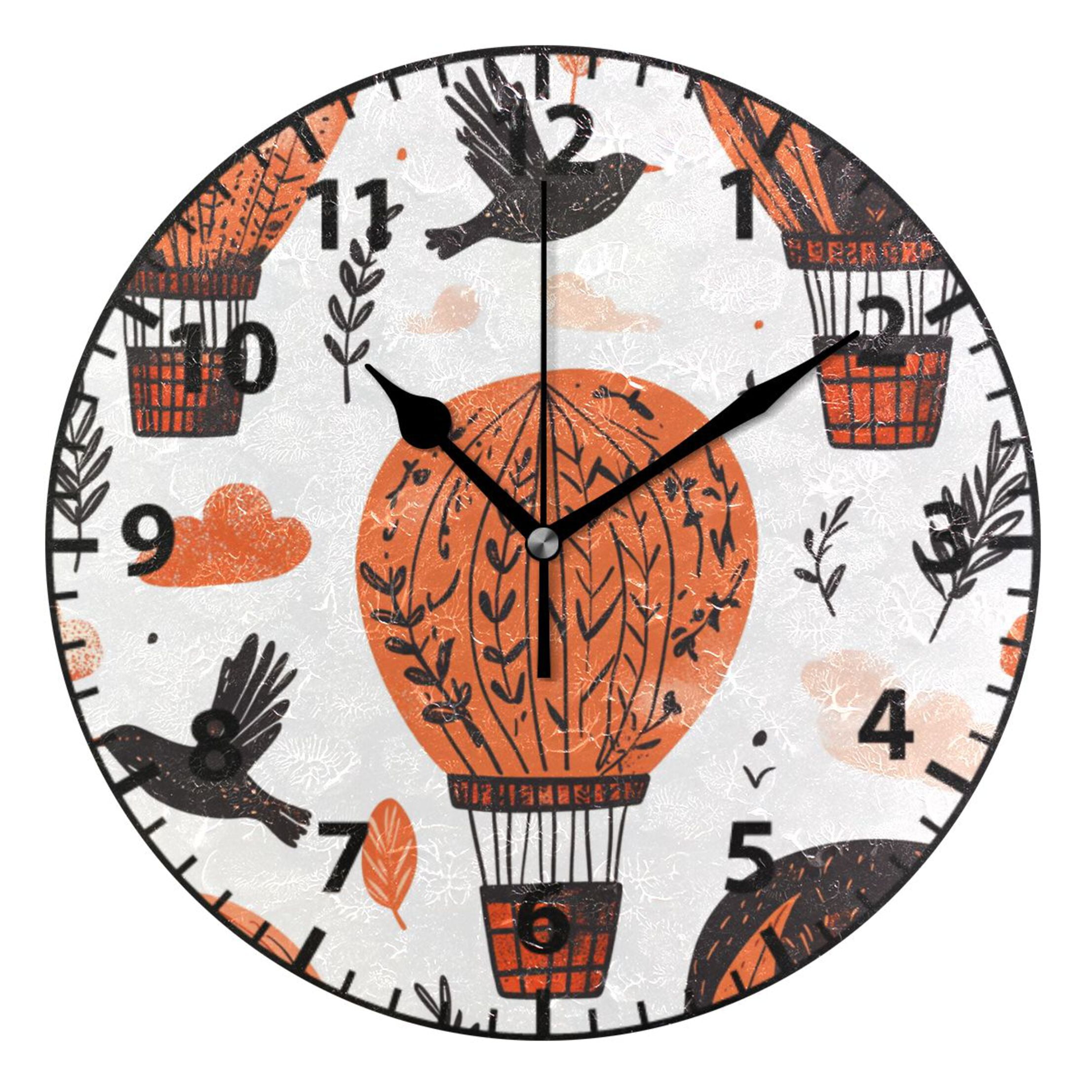 Air Balloon Wall Clock Modern Small Clock Black Hands for Office, Home, Bedroom,School 9.84in ...