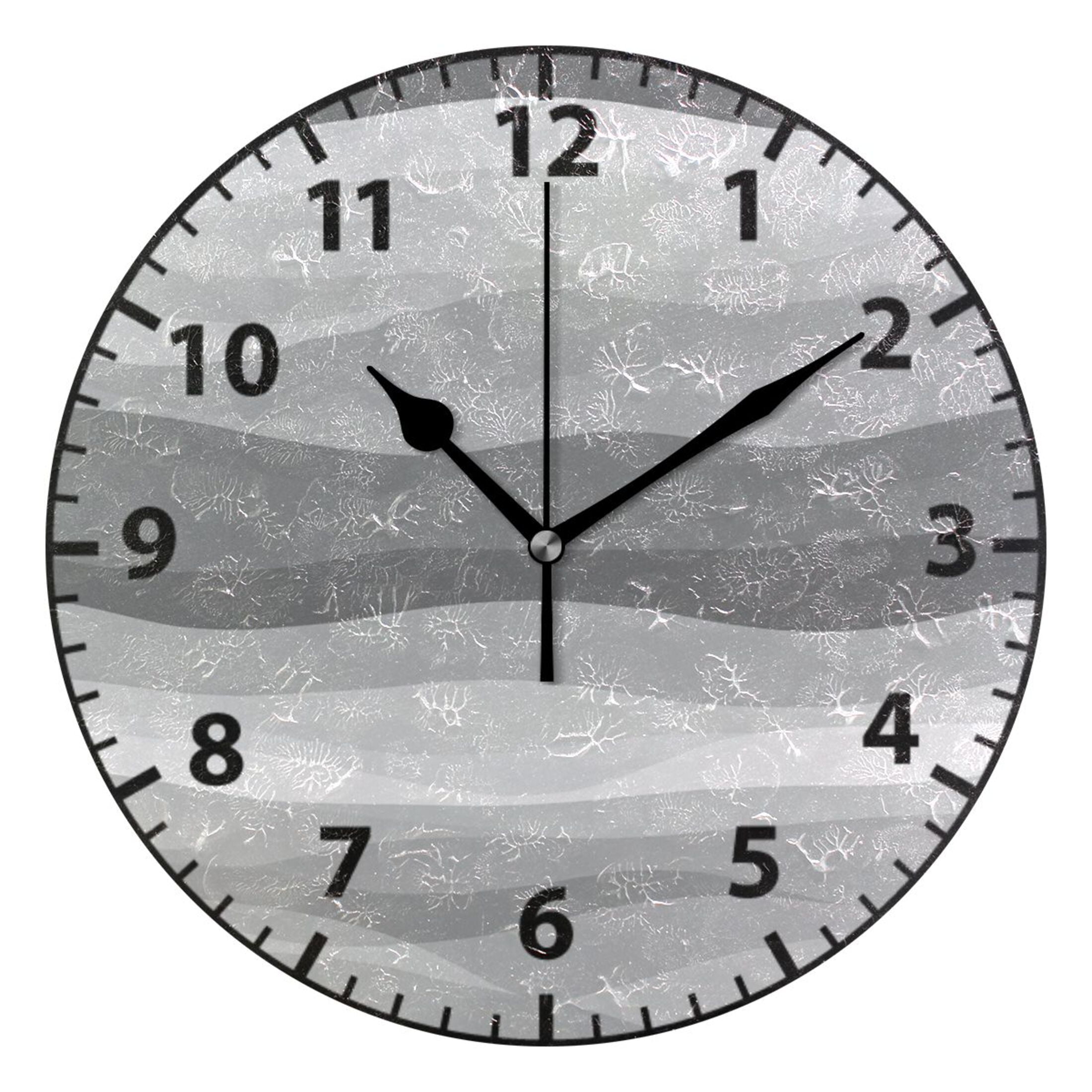 9.84in Art Grayscale Wavy Pattern PVC Canvas Wall and Table Clock with ...