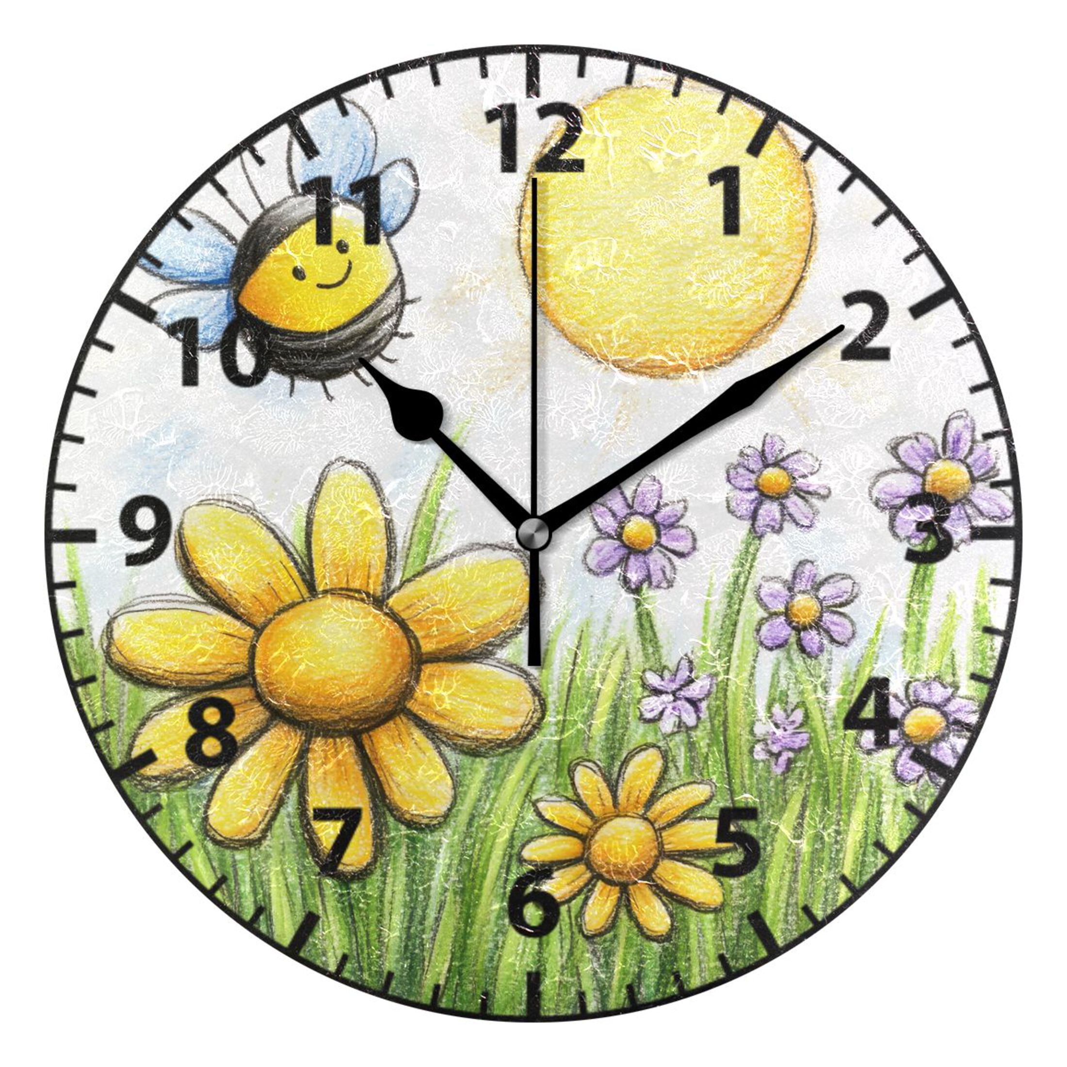 9.84in Bees Collect Honey PVC Canvas Wall and Table Clock with Canvas ...