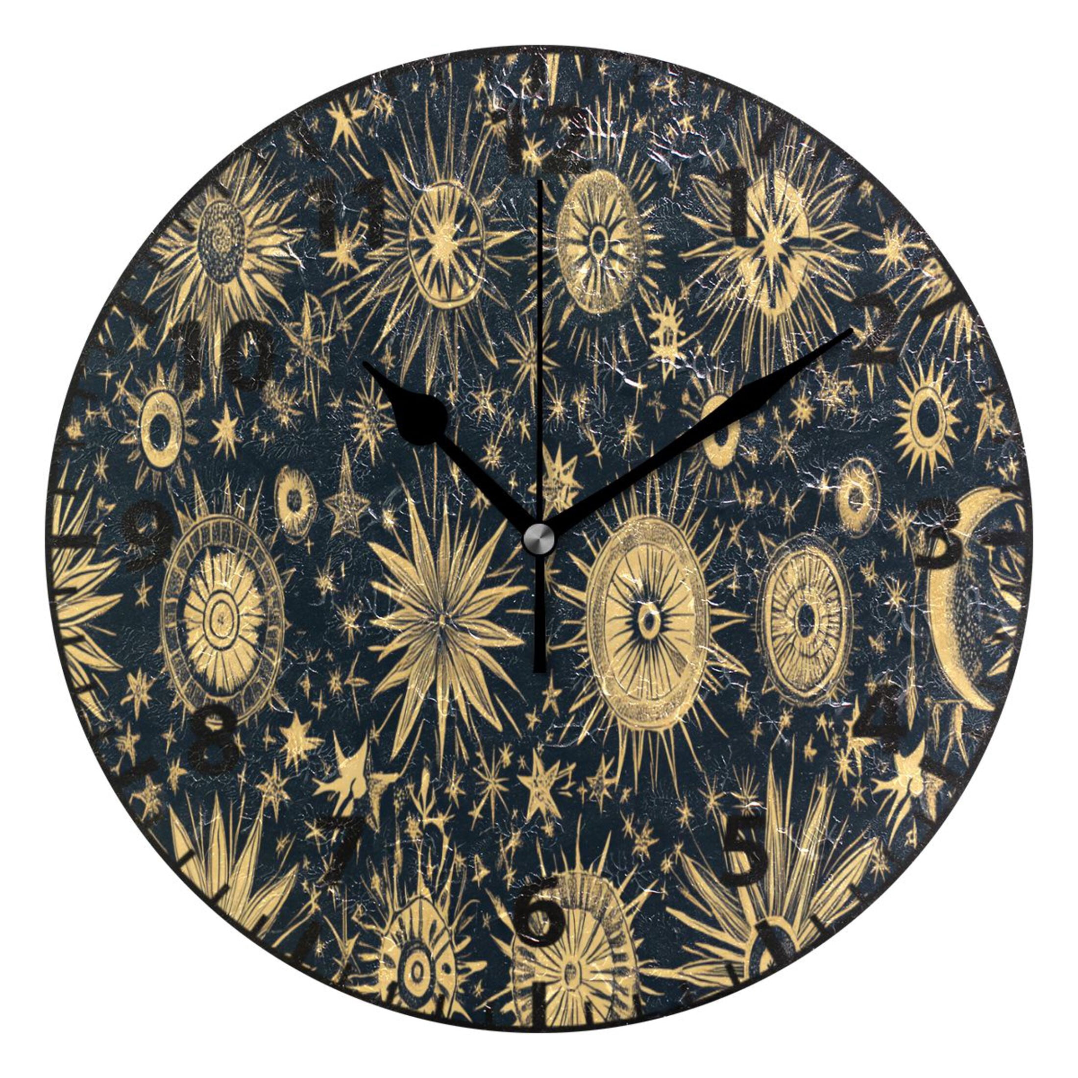 Celestial Patterns Wall Clock Modern Small Clock Black Hands for Office ...