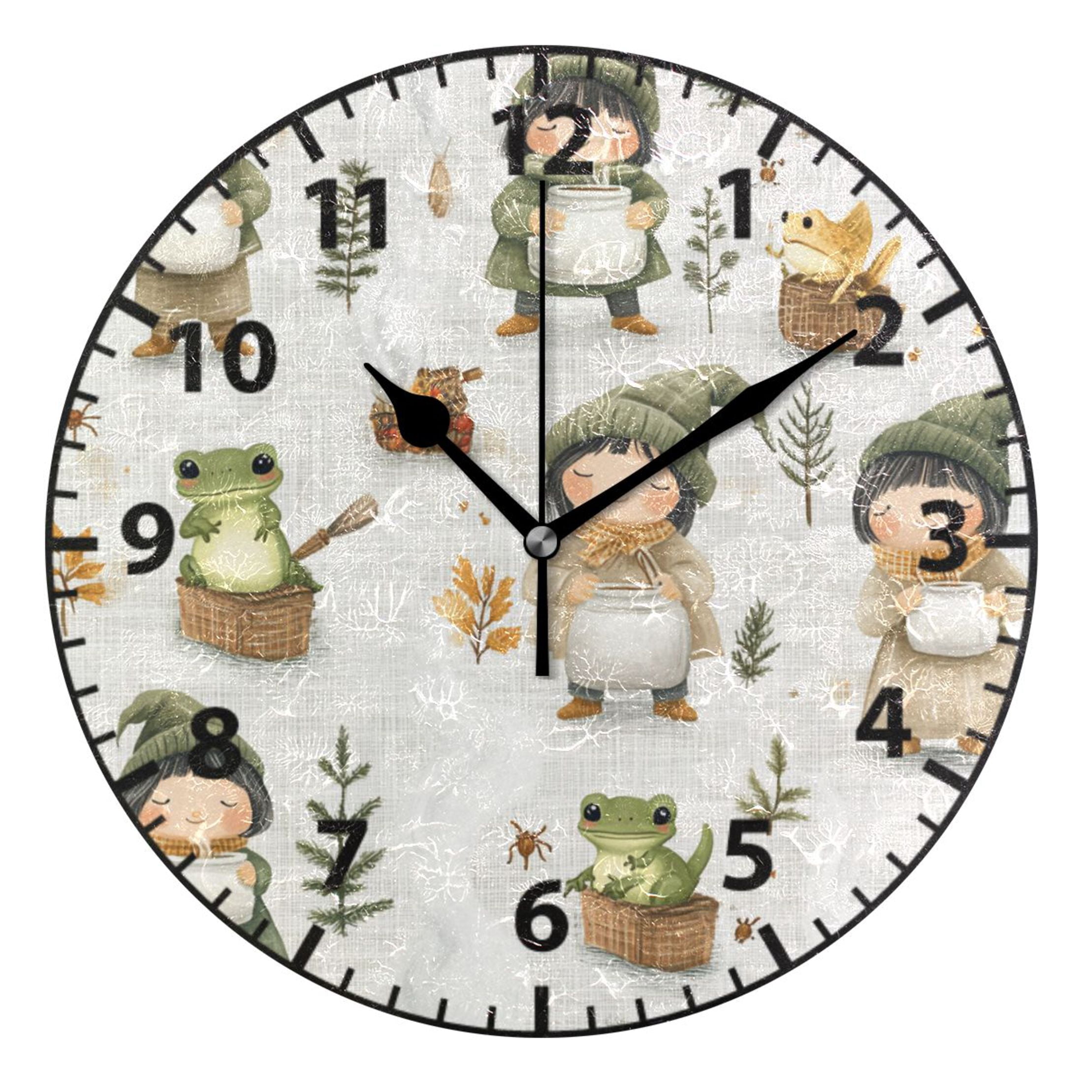 Children and Animal Wall Clock Modern Small Clock Black Hands for ...