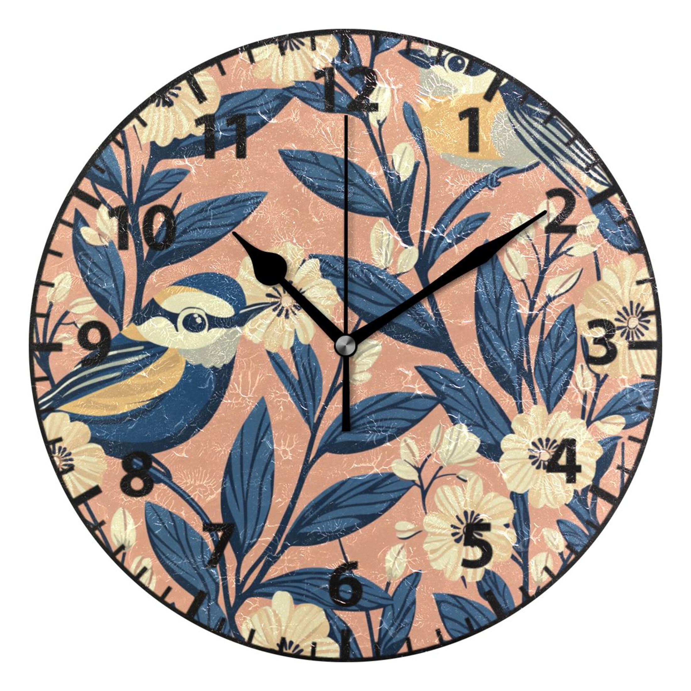 Chrysanthemum Wall Clock Modern Small Clock Black Hands for Office, Home, Bedroom,School 9.84in ...