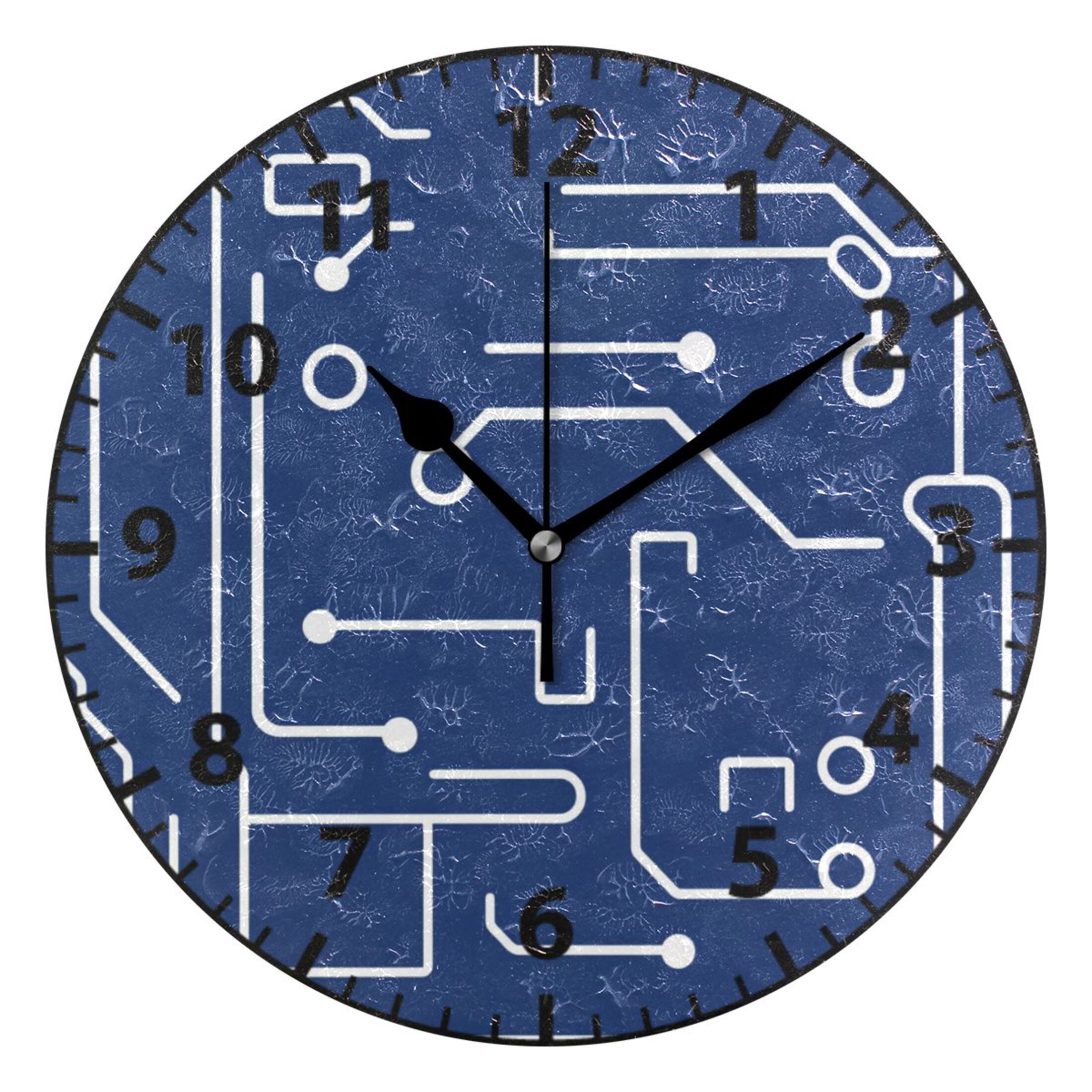 Circuit Board Pattern Wall Clock Modern Small Clock Gold Hands for ...