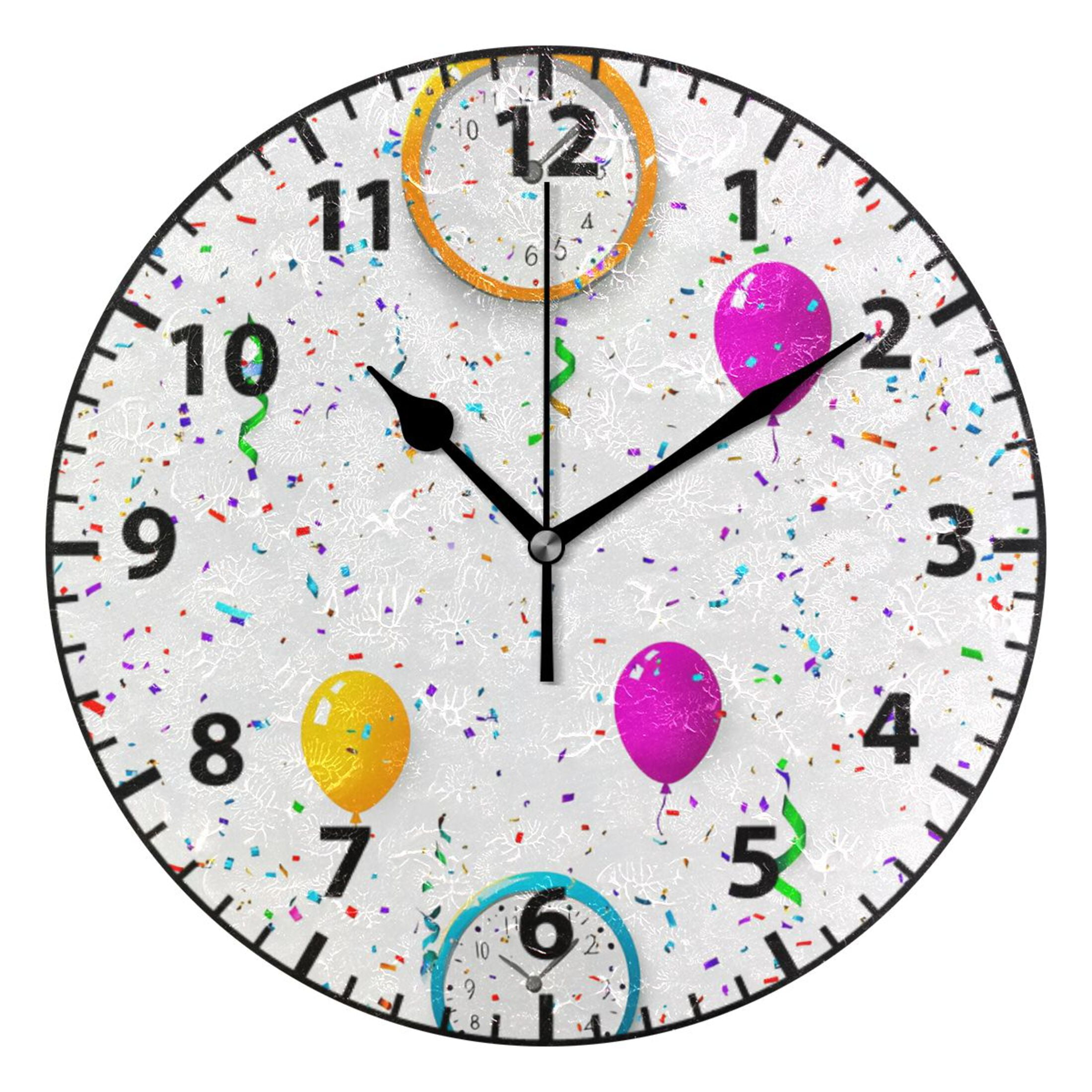 9.84in Clocks Balloons Pattern PVC Canvas Wall and Table Clock with ...