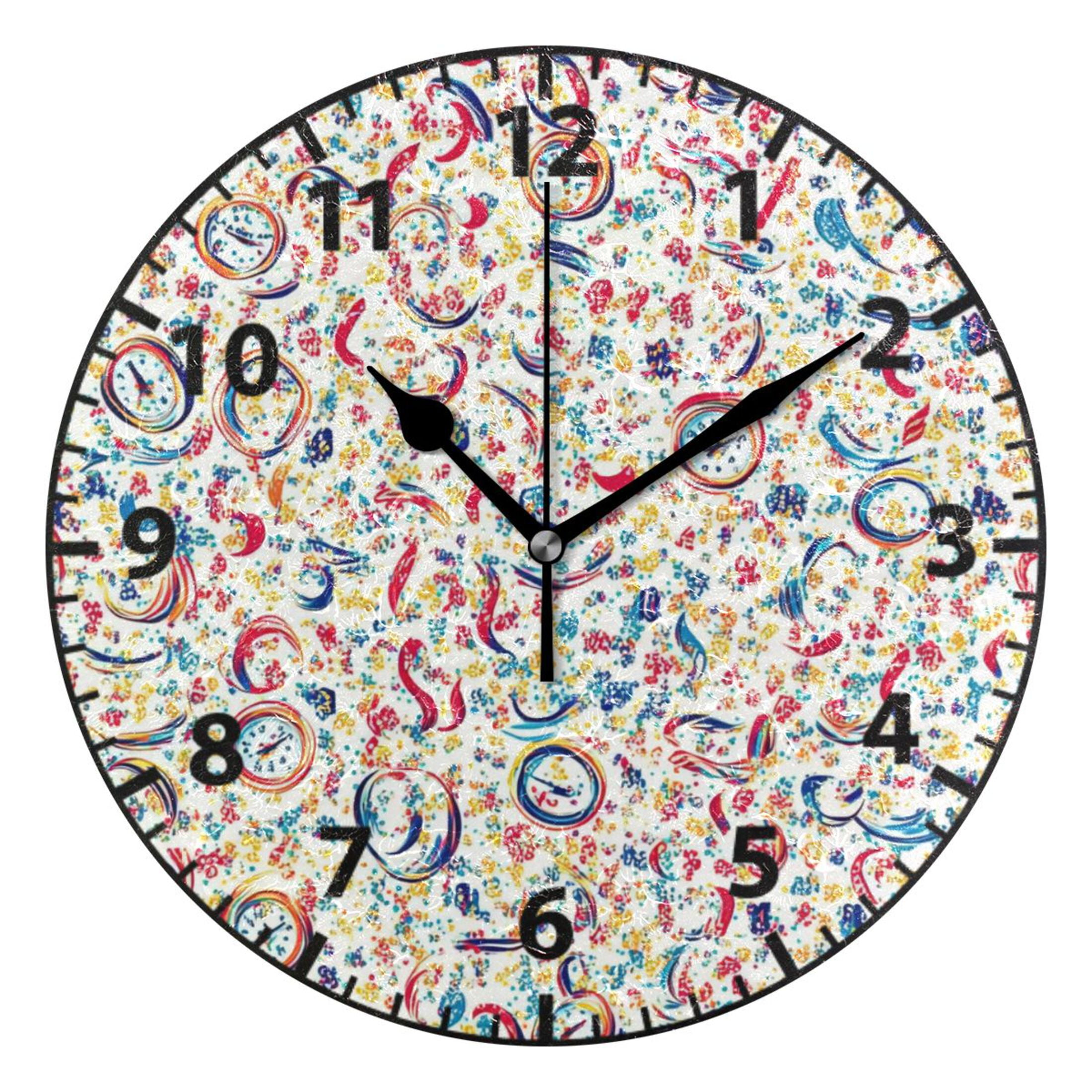 9.84in Colorful Art Clocks PVC Canvas Wall and Table Clock with Canvas Texture, Black or Gold ...