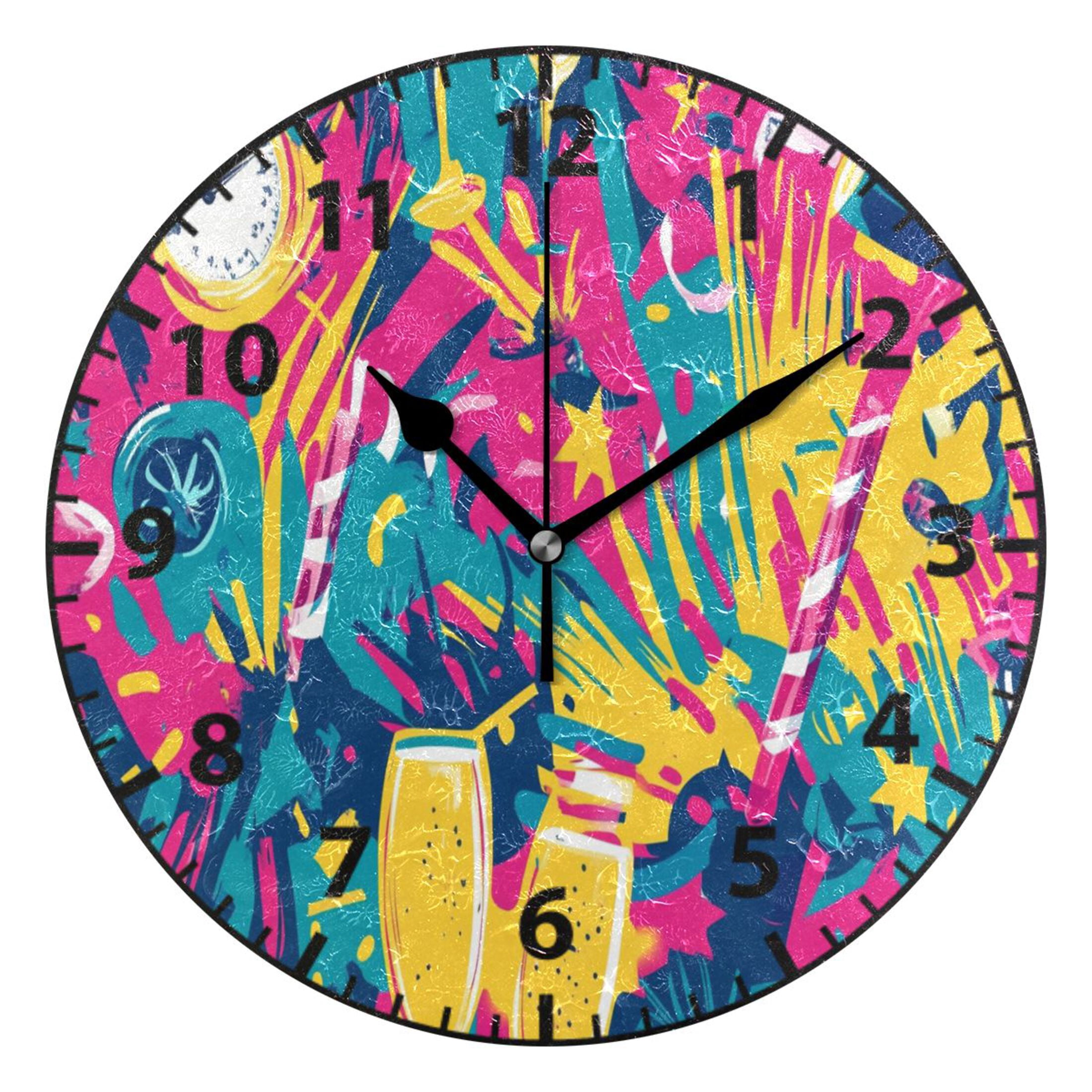 9.84in Colorful Graffiti Design PVC Canvas Wall and Table Clock with ...