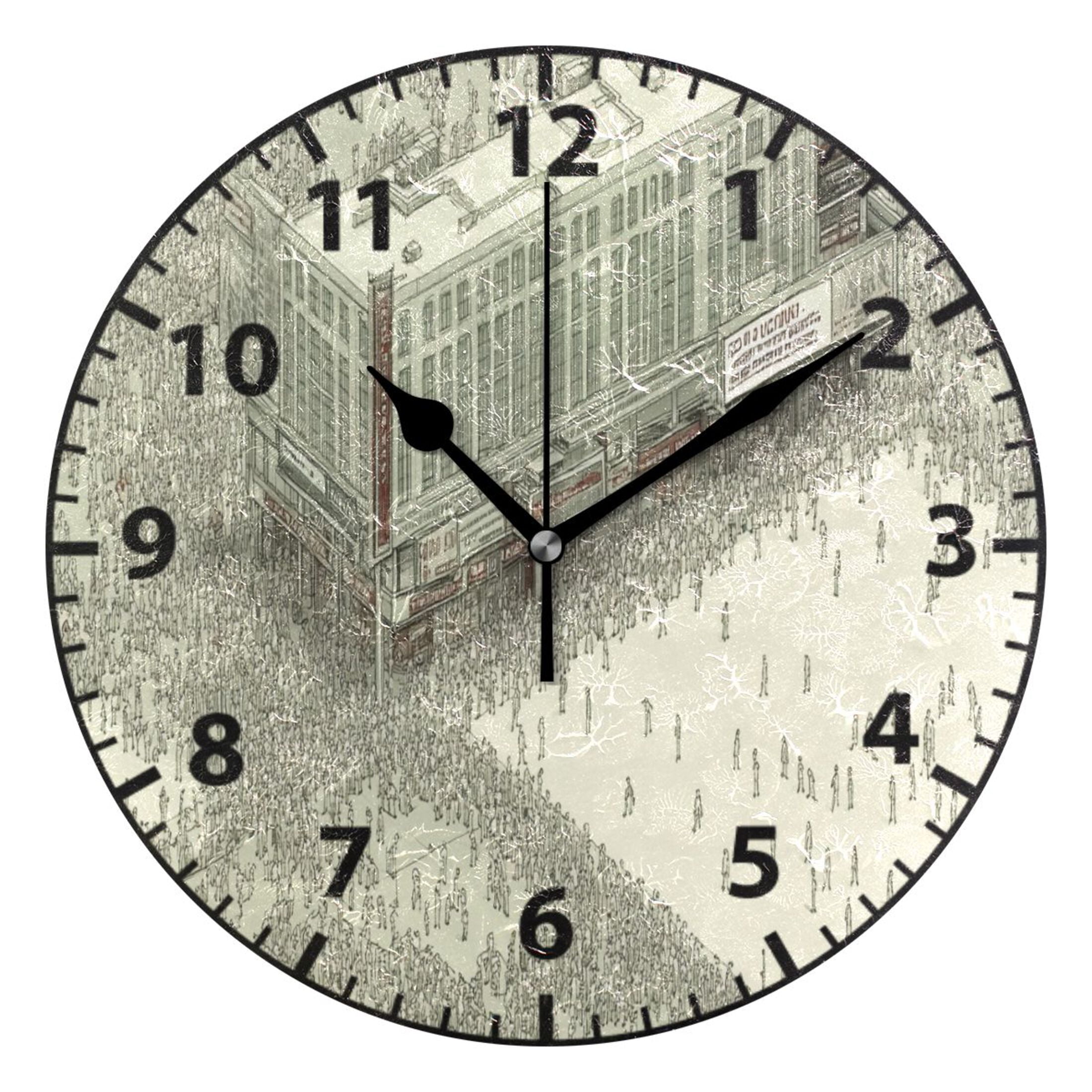 9.84in Crowded Urban Scene PVC Canvas Wall and Table Clock with Canvas ...