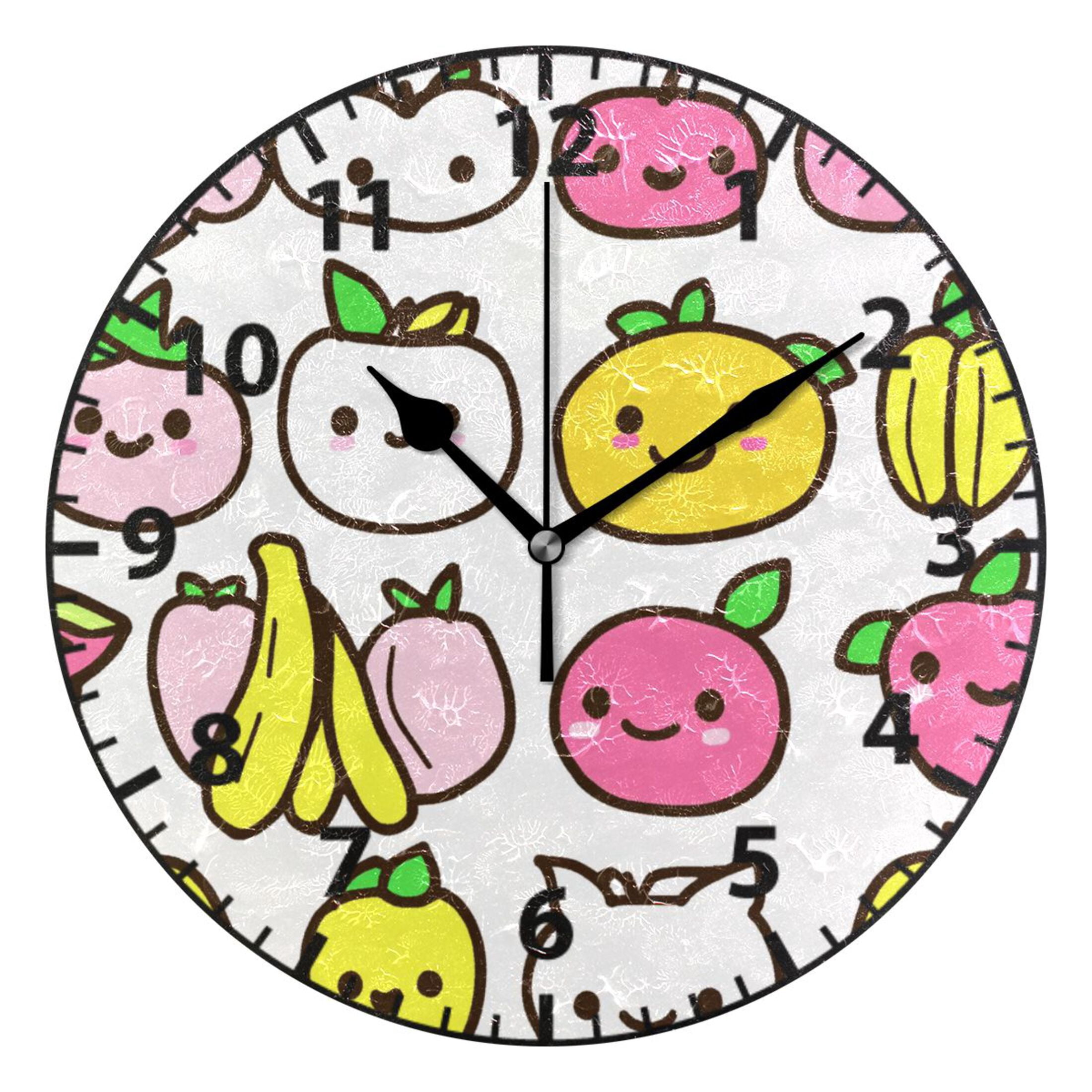 Cute Cartoon Fruits Pattern Wall Clock Modern Small Clock Black Hands ...