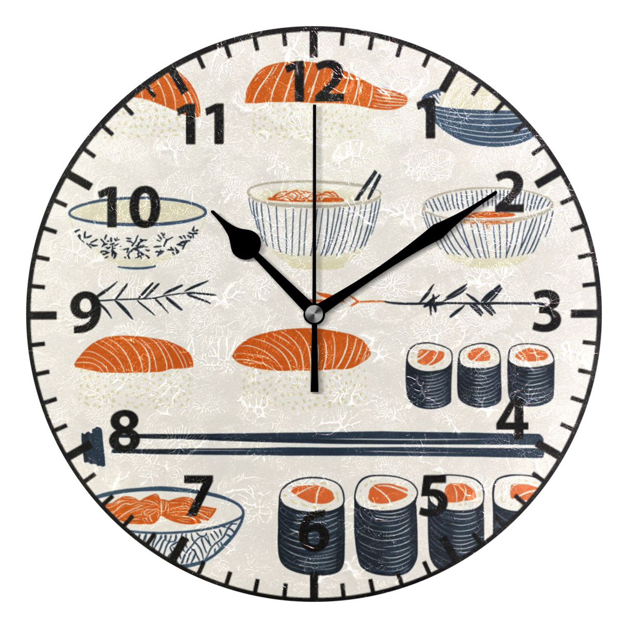 9.84in Delicious Sushi Pattern PVC Canvas Wall and Table Clock with ...