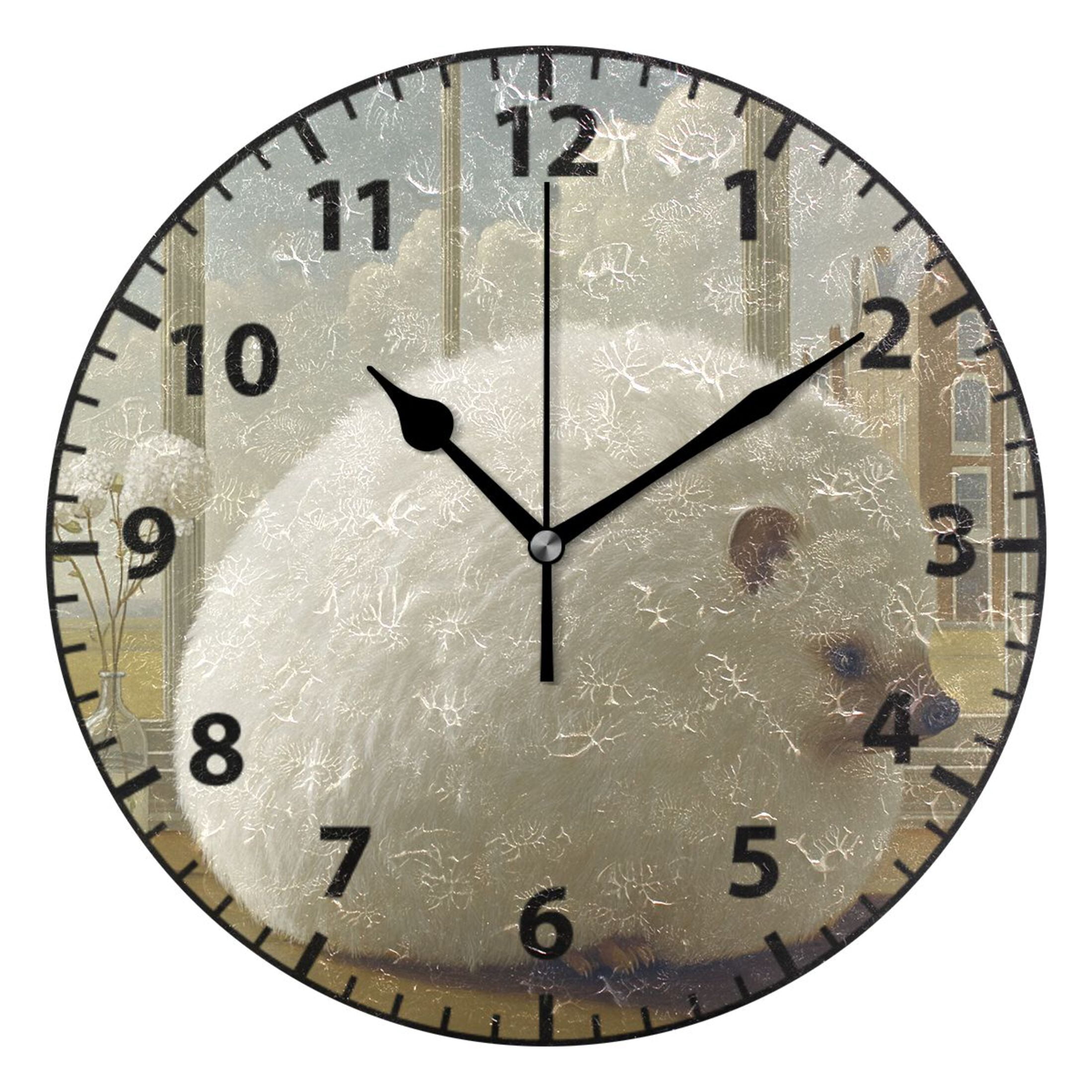 9.84in Fat Hedgehog PVC Canvas Wall and Table Clock with Canvas Texture ...