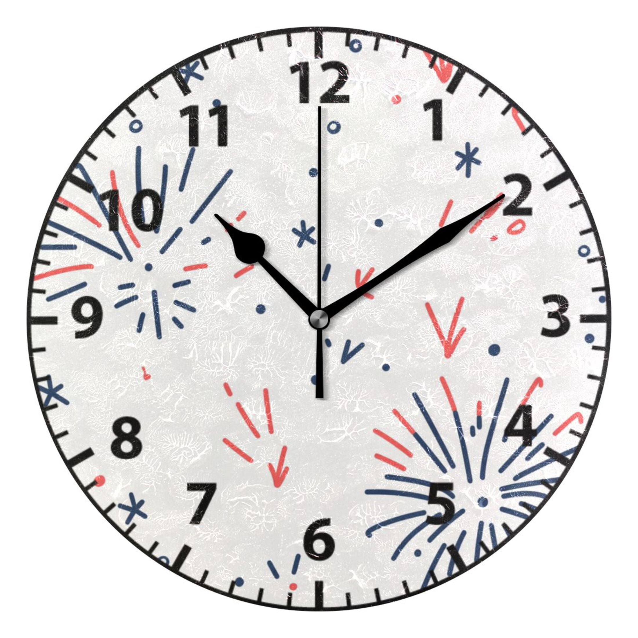Fireworks Doodle Pattern Design Wall Clock Modern Small Clock Gold ...