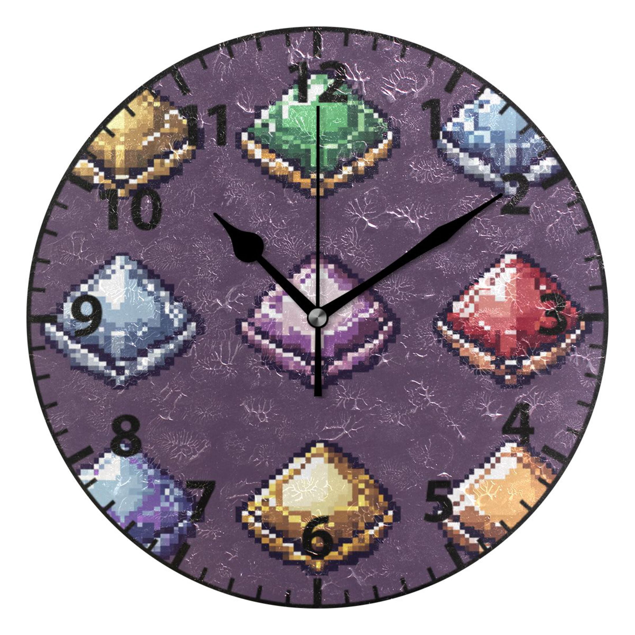 Gemstones Wall Clock Modern Small Clock Gold Hands for Office, Home ...