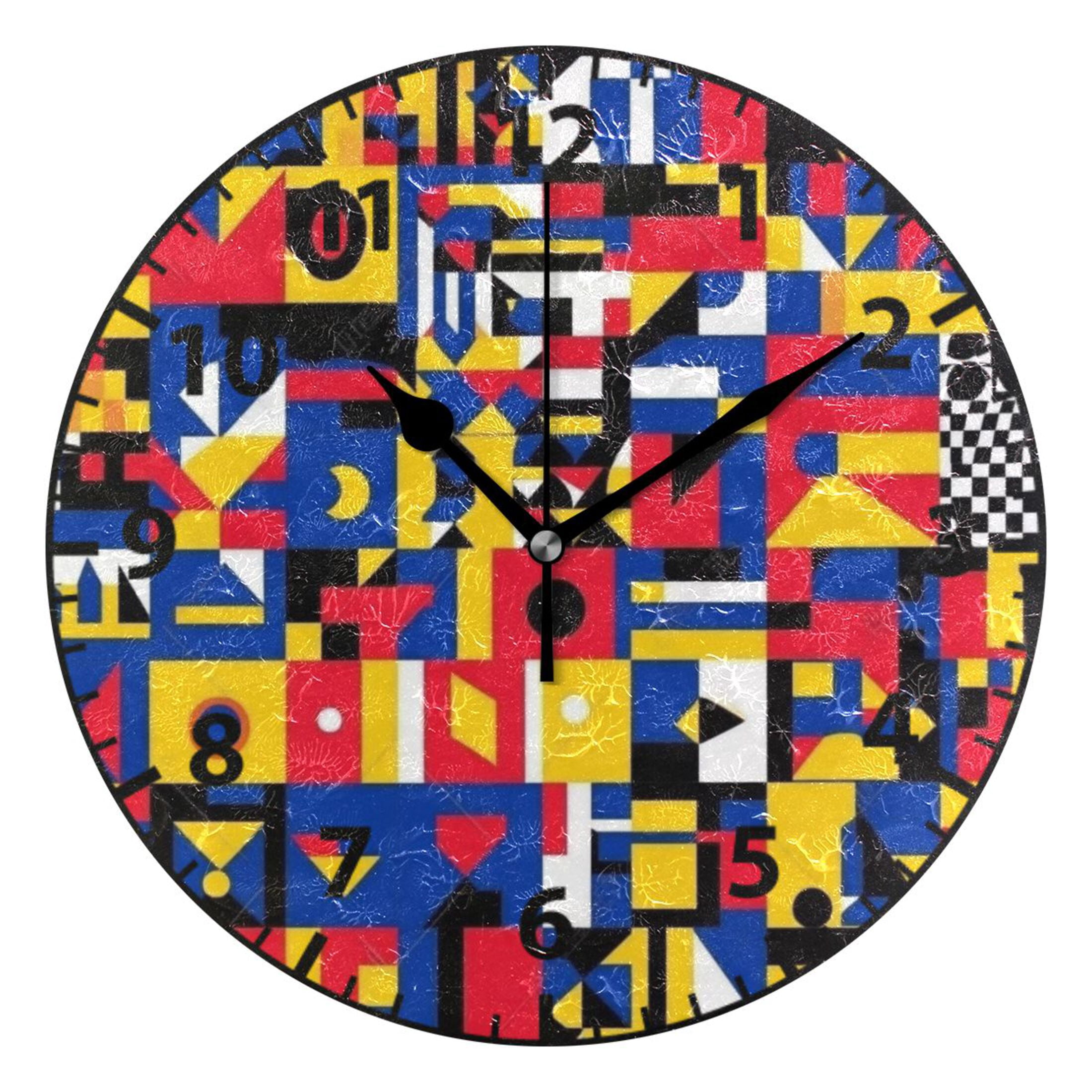 9.84in Geometric Shapes PVC Canvas Wall and Table Clock with Canvas ...