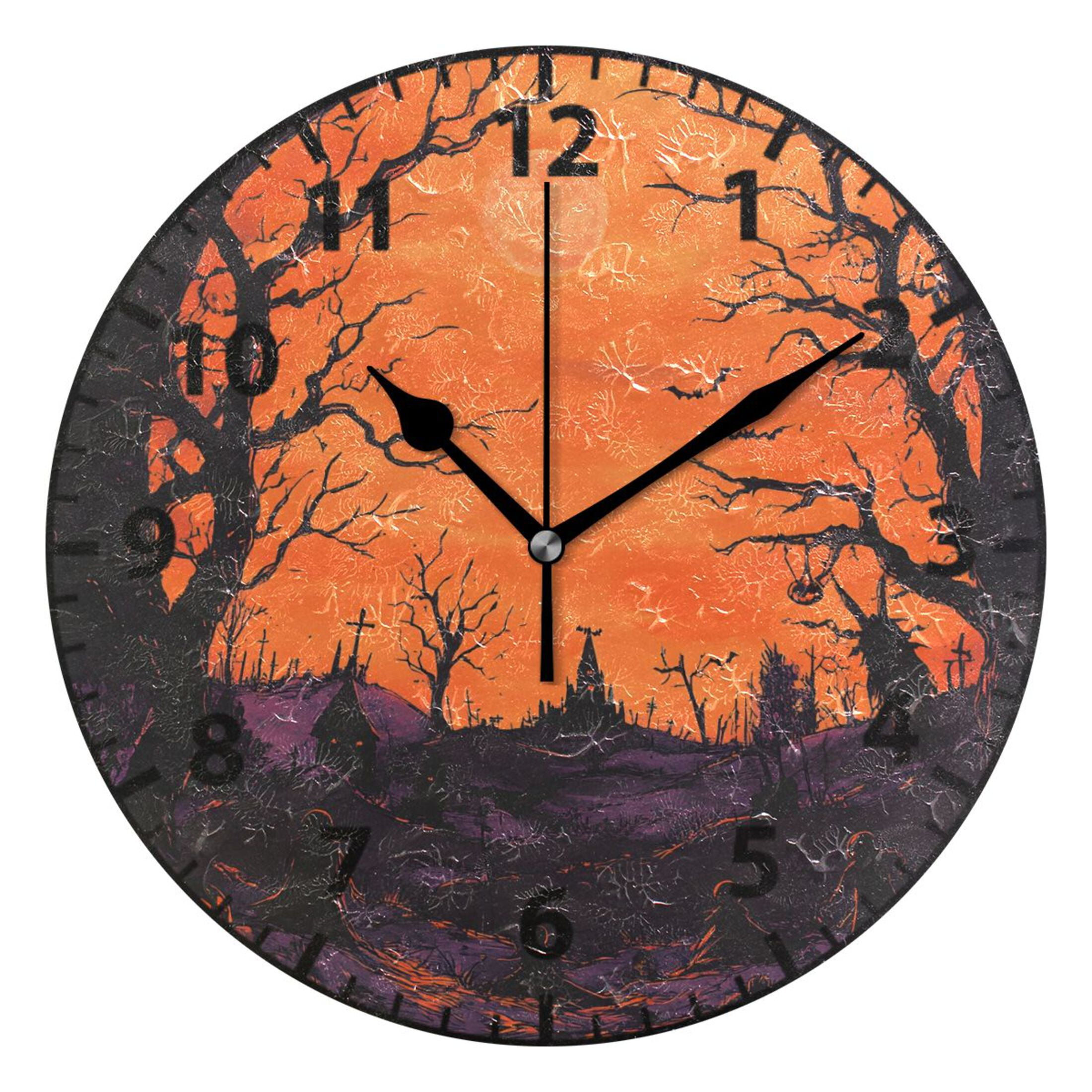 9.84in Halloween Scary Forest PVC Canvas Wall and Table Clock with ...