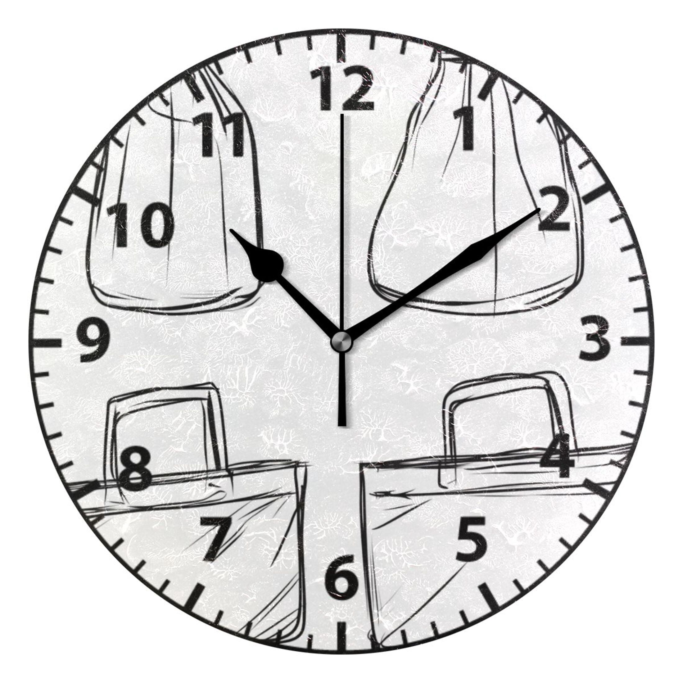 9.84in Hand Drawn Bag PVC Canvas Wall and Table Clock with Canvas ...
