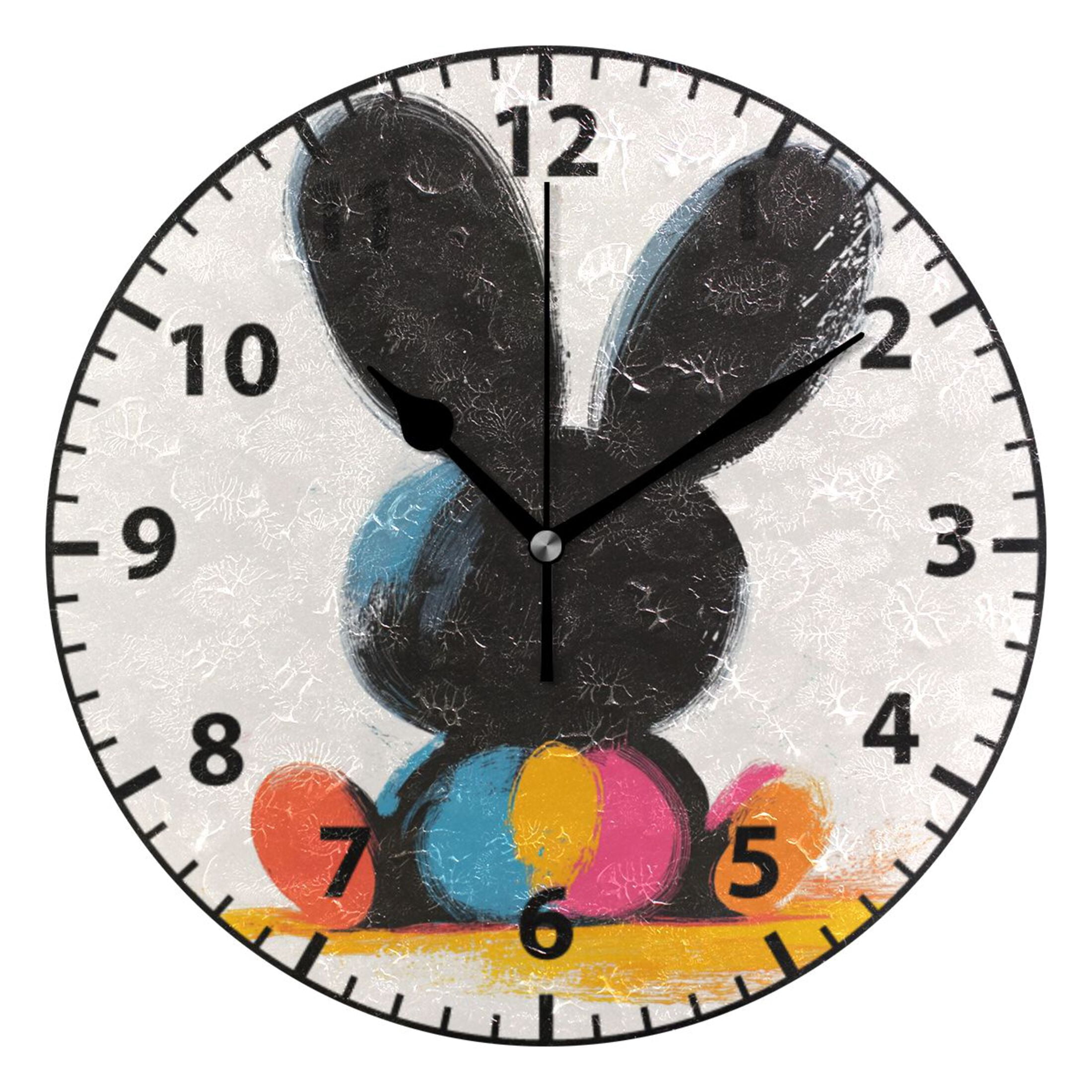 9.84in Hand Drawn Rabbit PVC Canvas Wall and Table Clock with Canvas ...