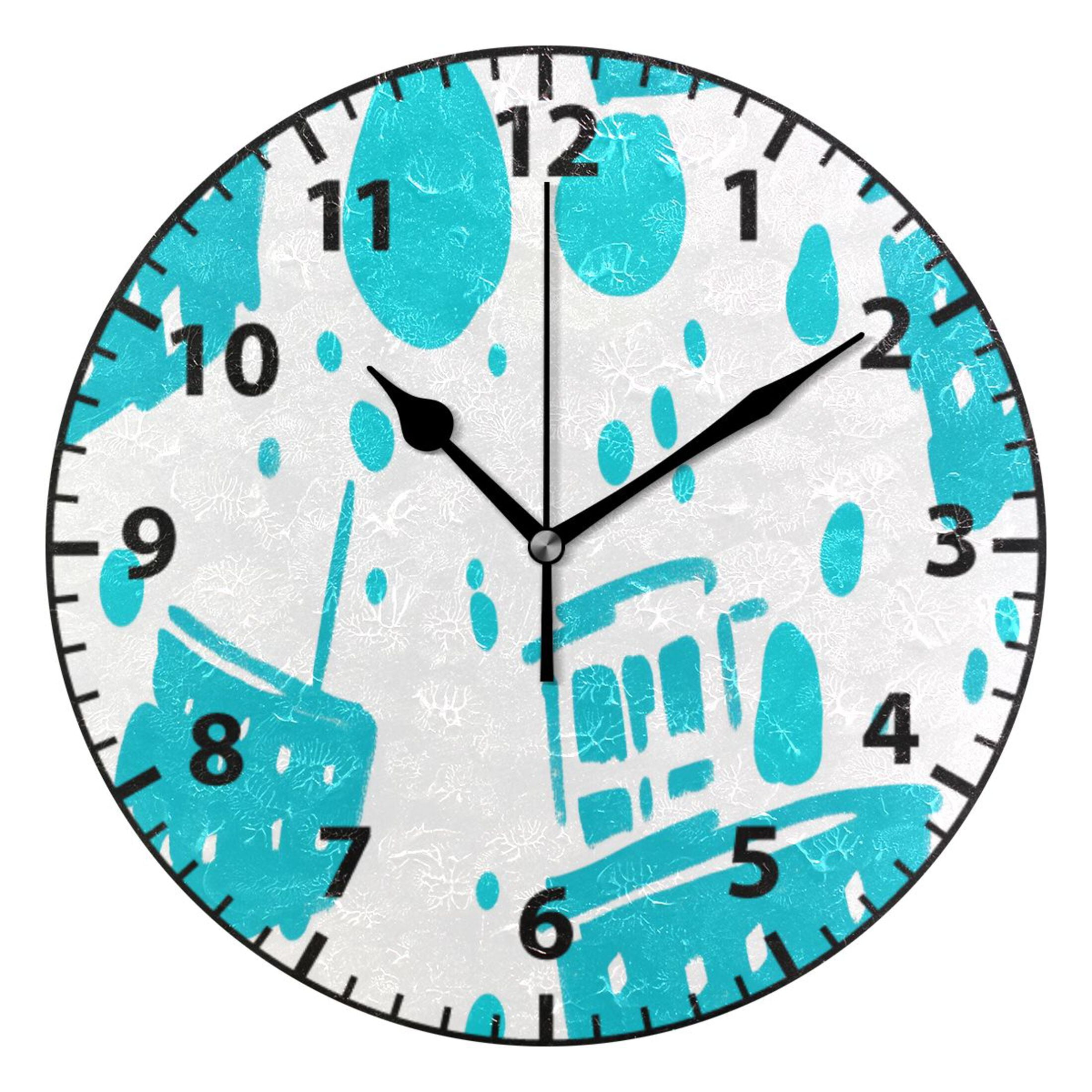 9.84in Hand Drawn Style Boat PVC Canvas Wall and Table Clock with ...