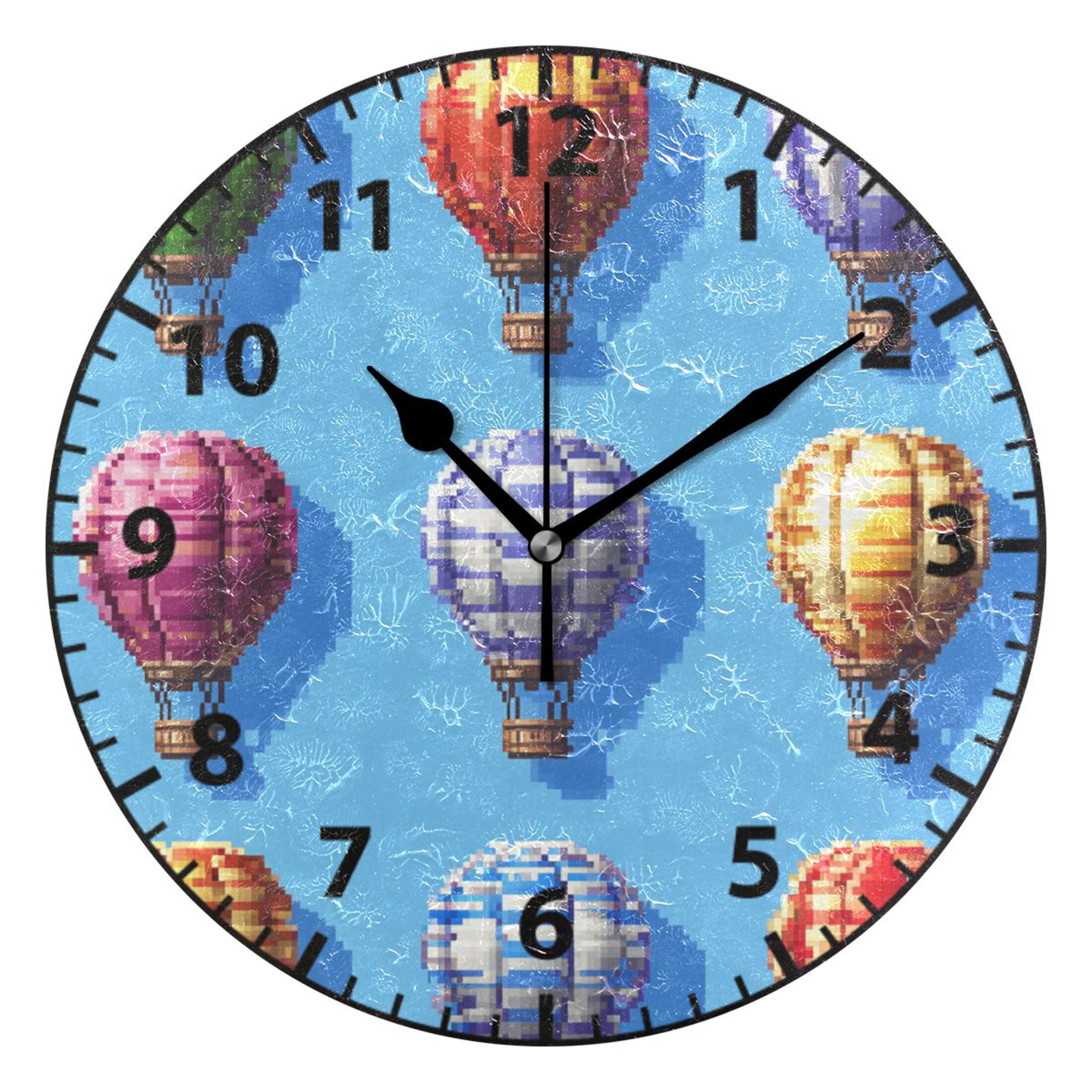 9.84in Hot Air Balloons PVC Canvas Wall and Table Clock with Canvas ...