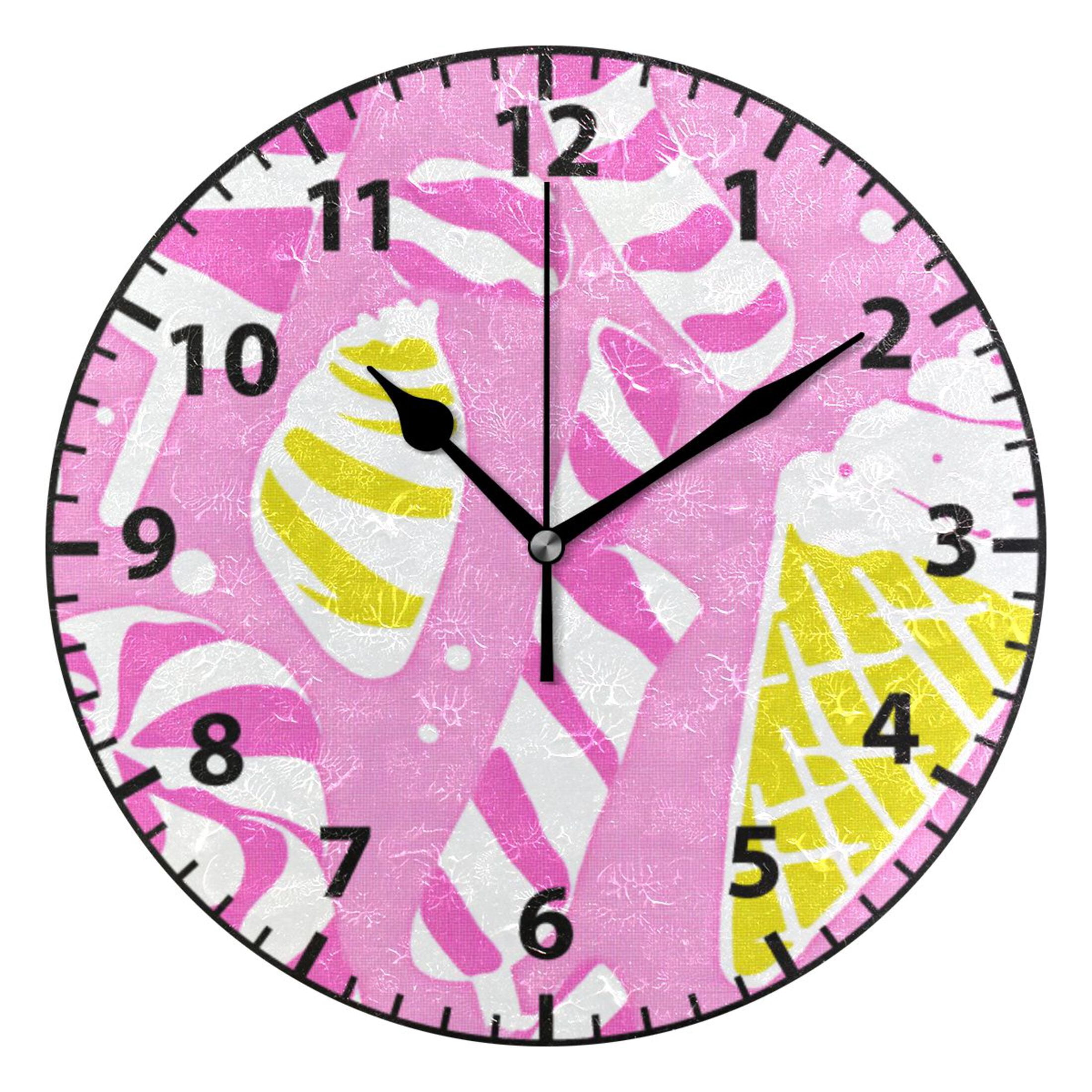 Illustrated Candies and Ice Cream Wall Clock Modern Small Clock Black ...