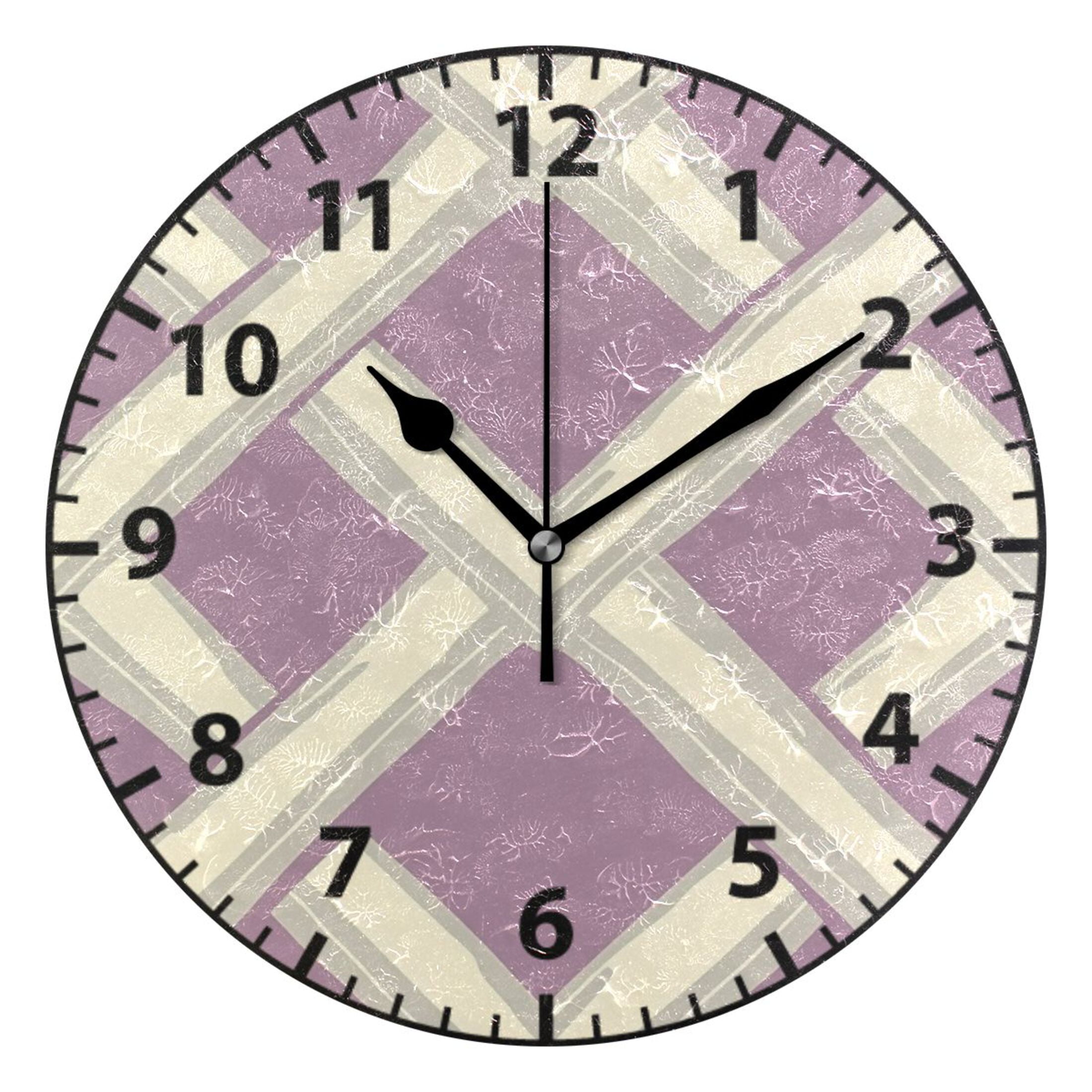 9.84in Intersecting Grids Pattern PVC Canvas Wall and Table Clock with ...