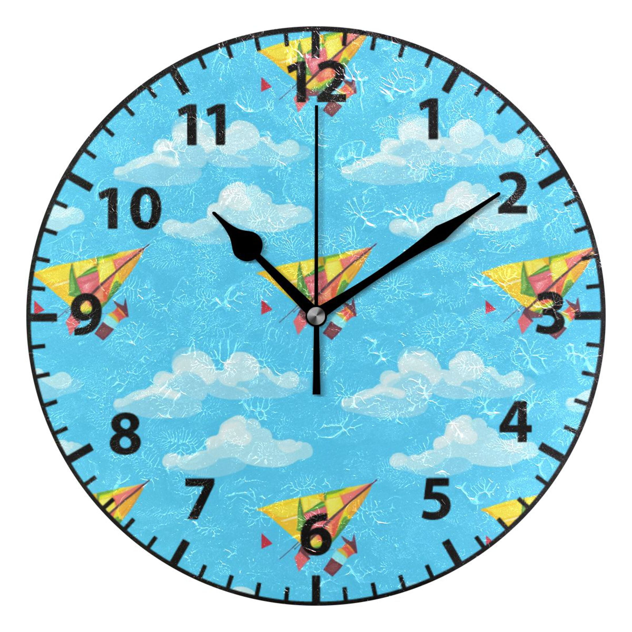 Kite Pattern Wall Clock Modern Small Clock Black Hands for Office, Home ...