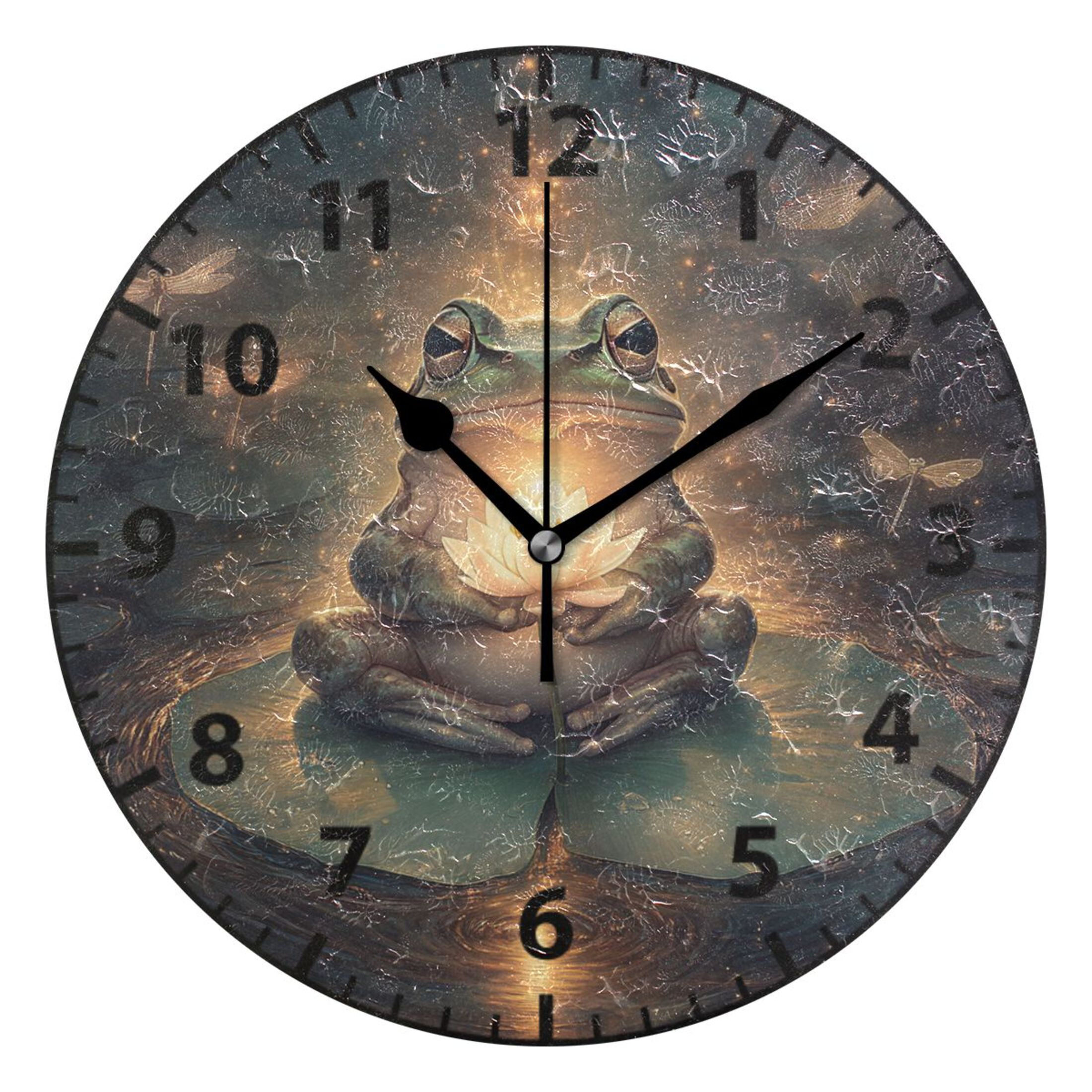 9.84in Master Frog PVC Canvas Wall and Table Clock with Canvas Texture ...